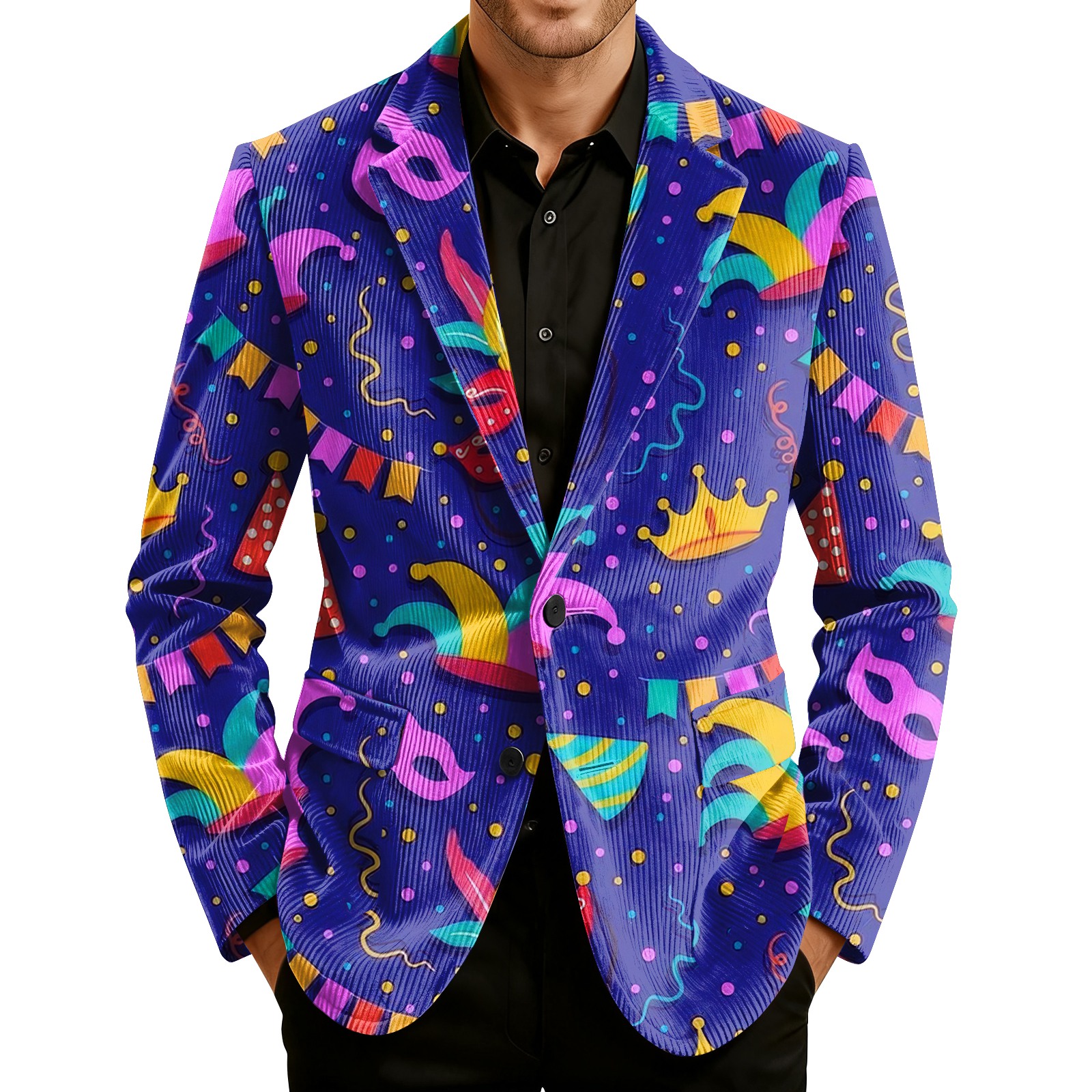Nokdvo Suit Jacket for Men Mardi Gras Corduroy Blazer Lapel Carnival ...