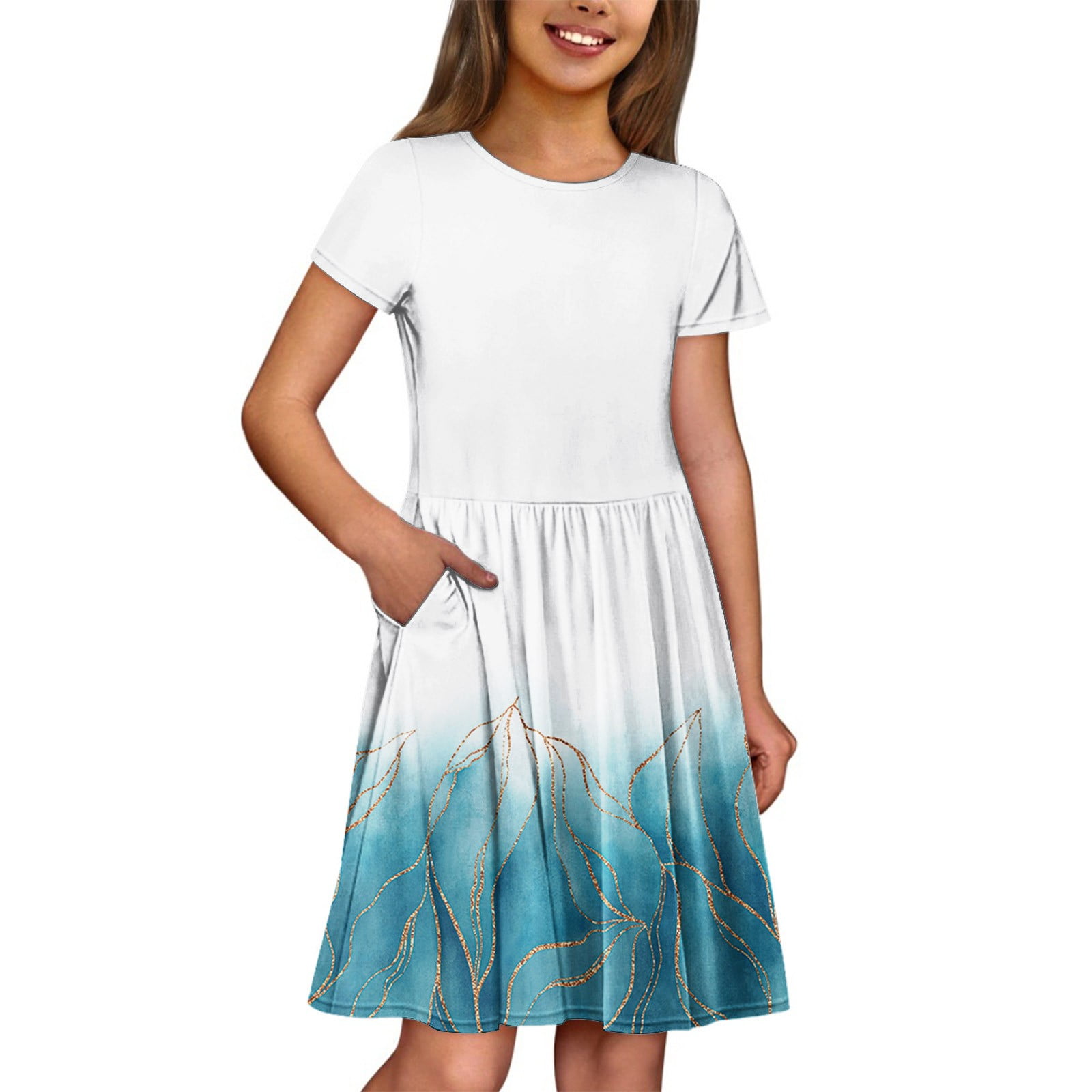 Nokdvo Sun Dresses for Girls 2025 Vacation Summer Toddler Dressy Casual ...