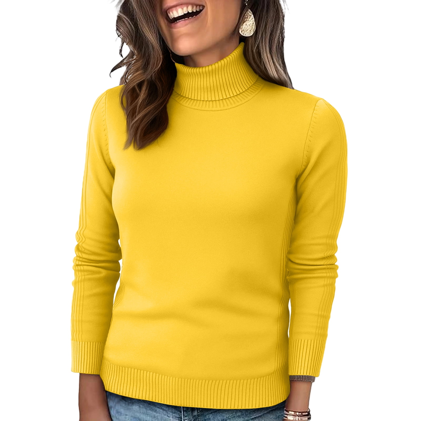 Nokdvo Women's Turtlenecks Trendy Knitting Long Sleeve Solid Color ...