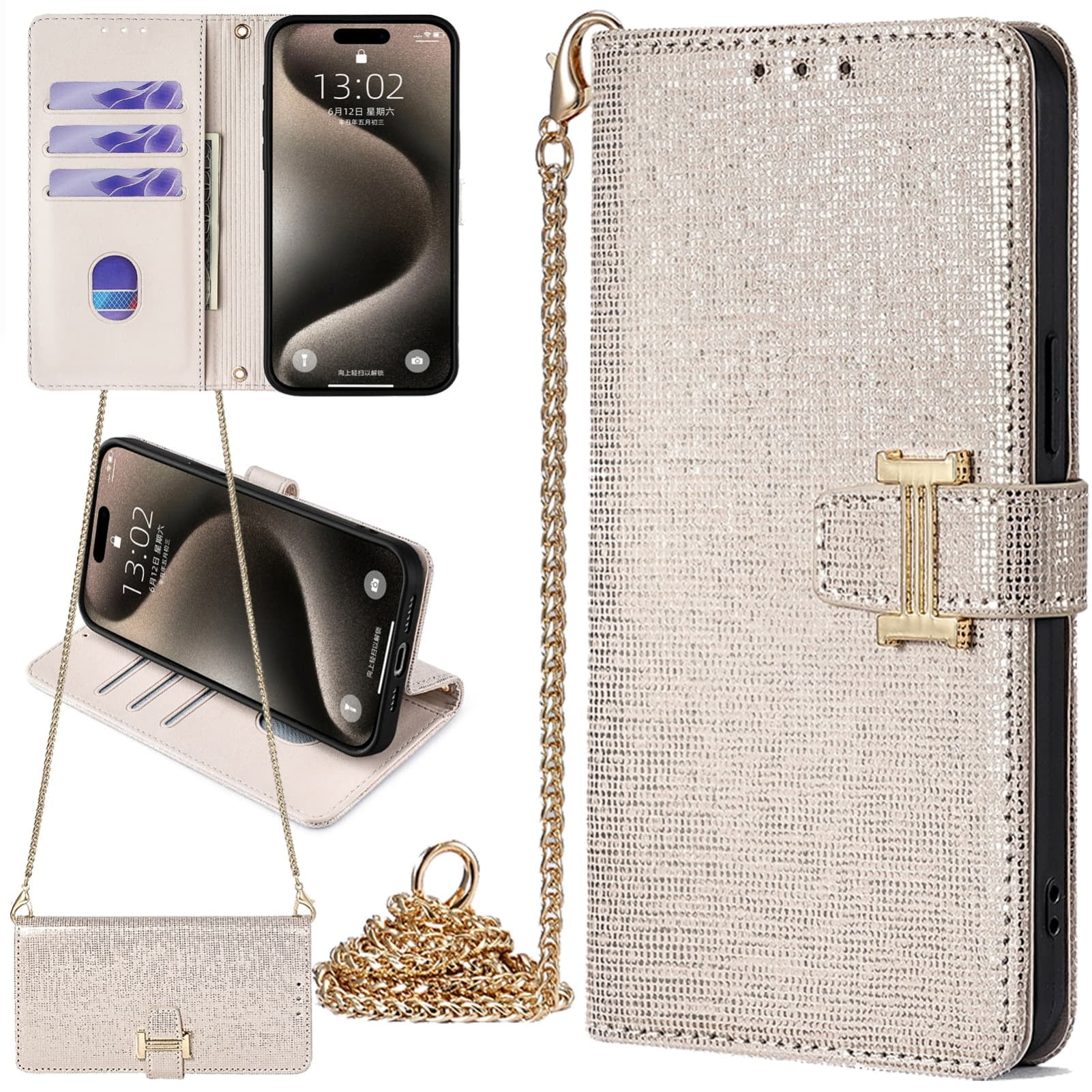 for Nokia C110 Bling Phone Case with Metal Shoulder Strap, Sparkly ...