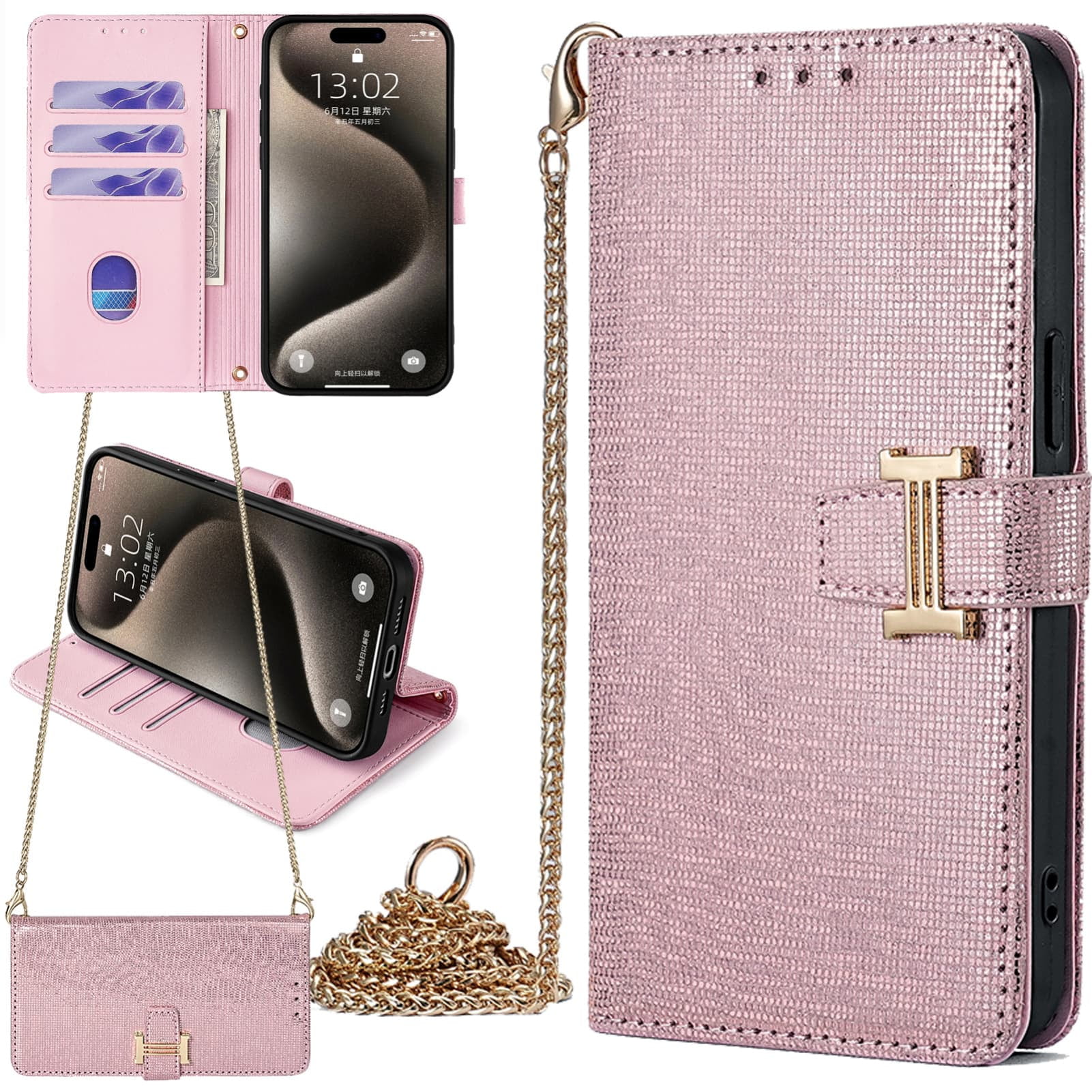 for Nokia G21/G11 Bling Phone Case with Metal Shoulder Strap, Sparkly ...