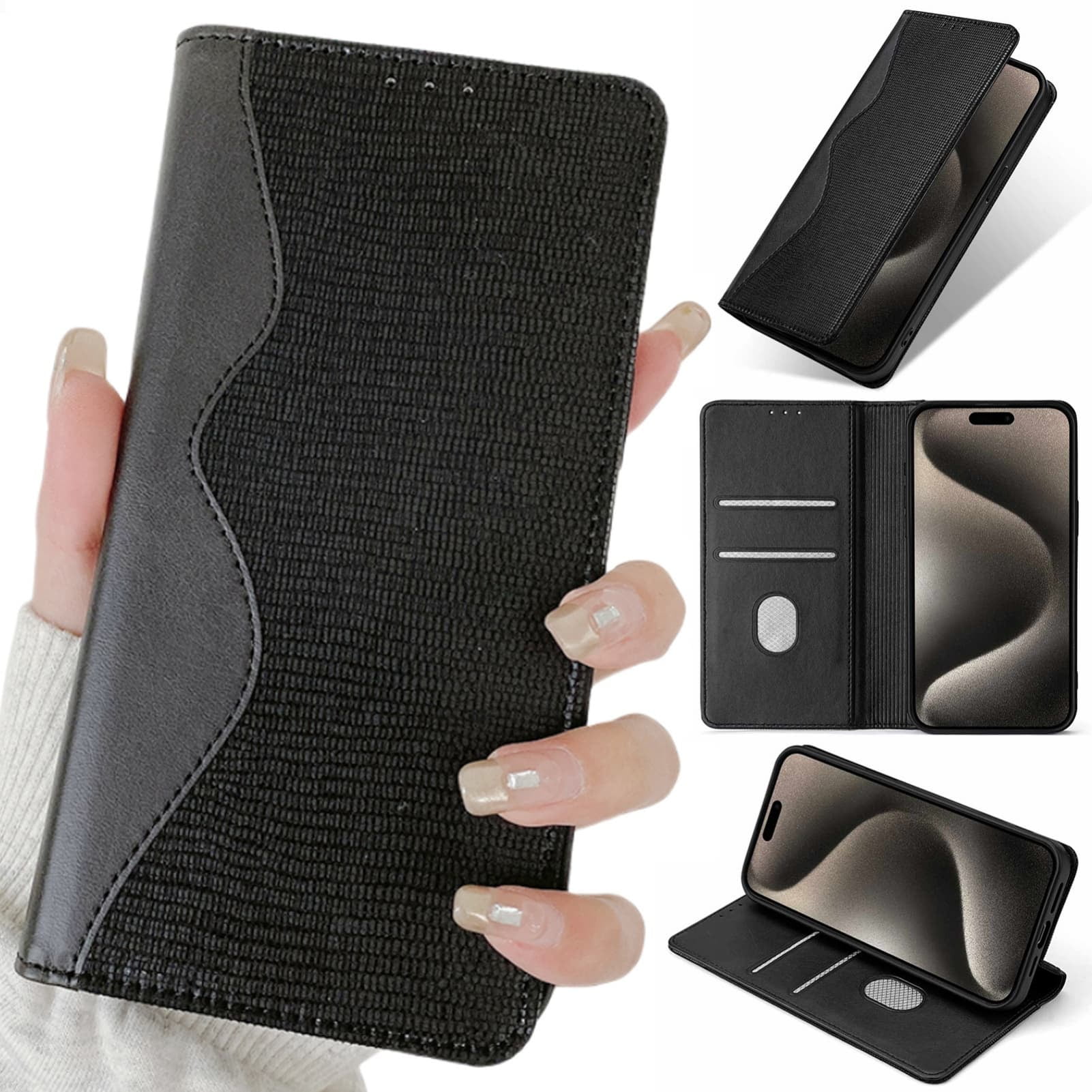 for Nokia G21/G11 Phone Case, Shiny Bling Sequins + Leather Wave ...