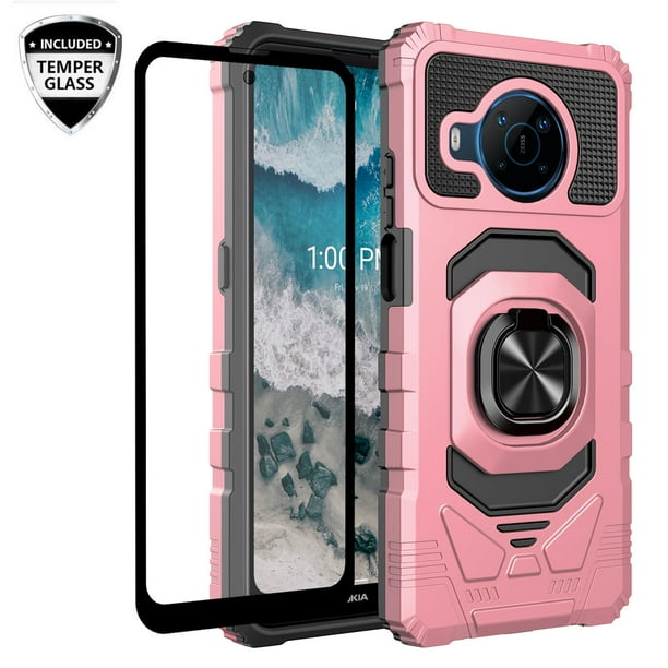 Nokia X100 Case w/Tempered Glass Screen Protector Ring Car Mount ...