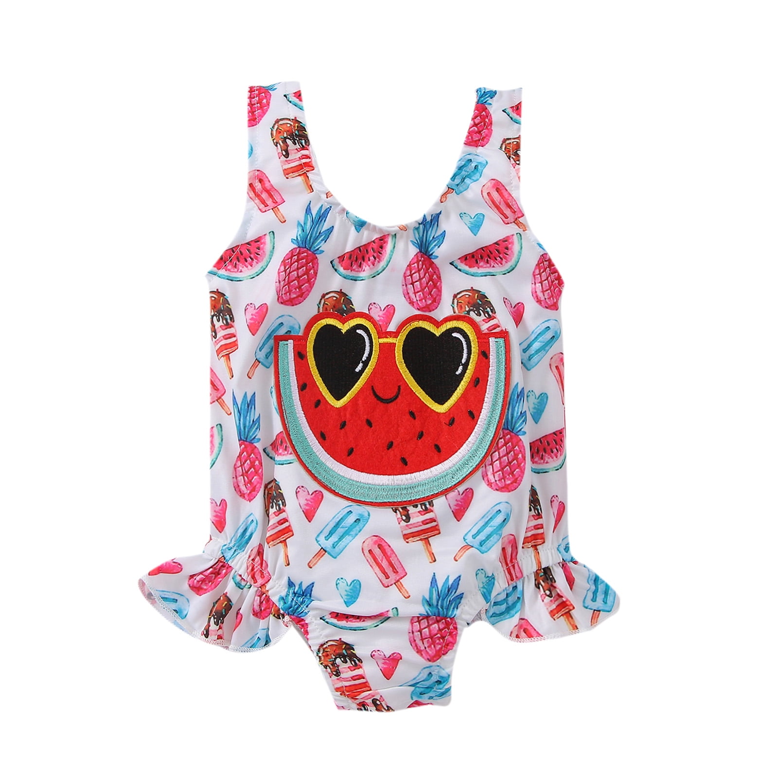 Nokiwiqis Little Girl Swimwear,Watermelon Ice Cream Printed One Piece ...