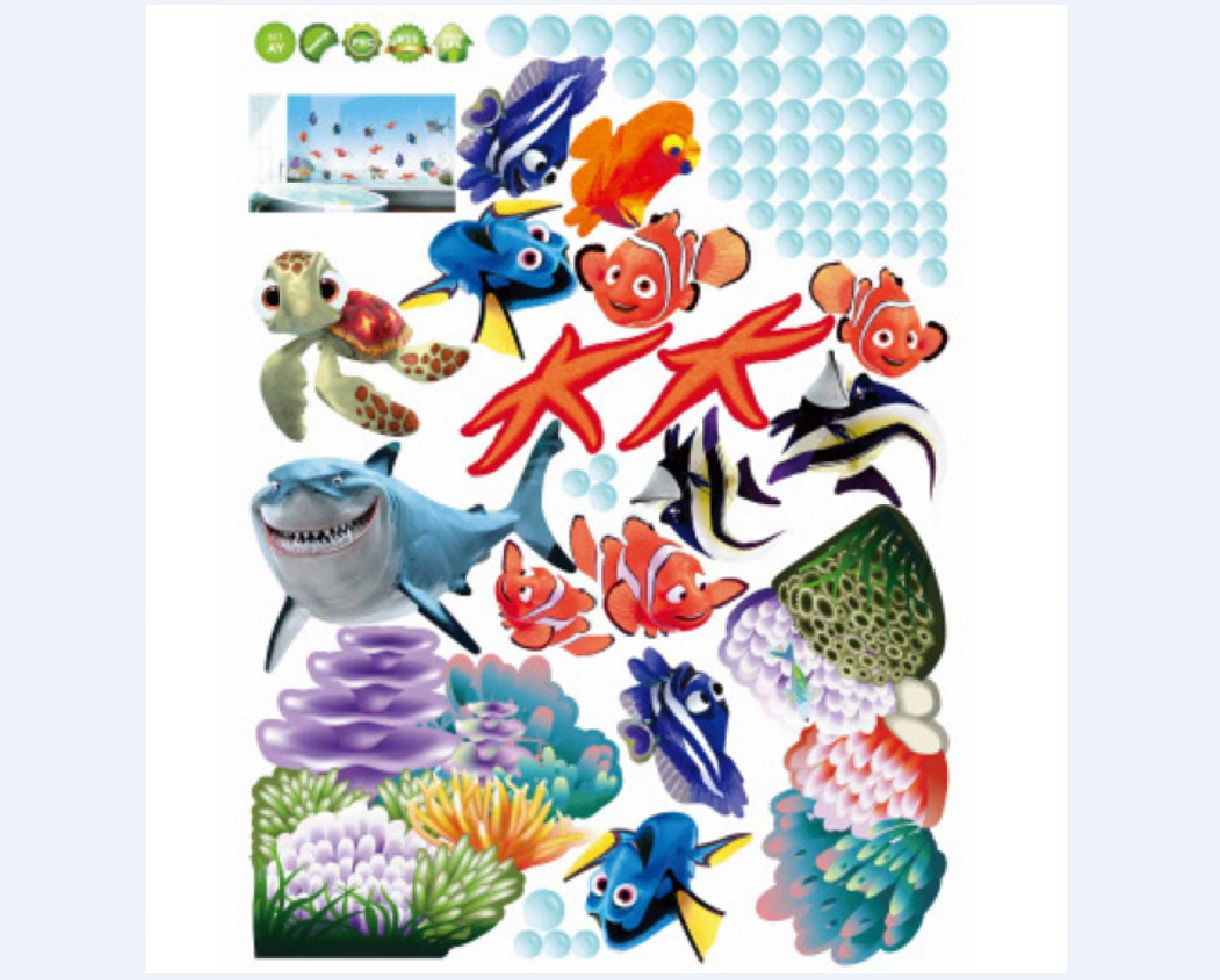 Nokiwiqis New Nemo Shark Fish Bathroom Mural Wall Sticker Decals Decor ...