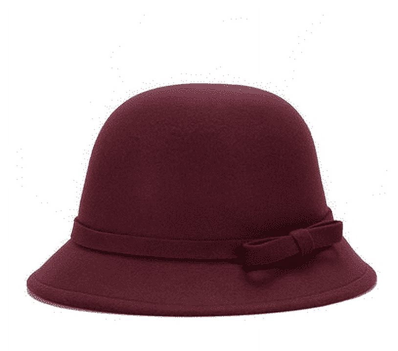 Nokiwiqis Women Vintage Round Fedoras, Flat Bowknot Cap, Wide Brim ...