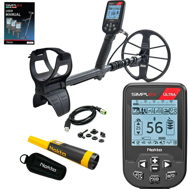 Nokta Simplex Ultra Waterproof Metal Detector with 11″ DD Coil with Accupoint Pinpointer ...