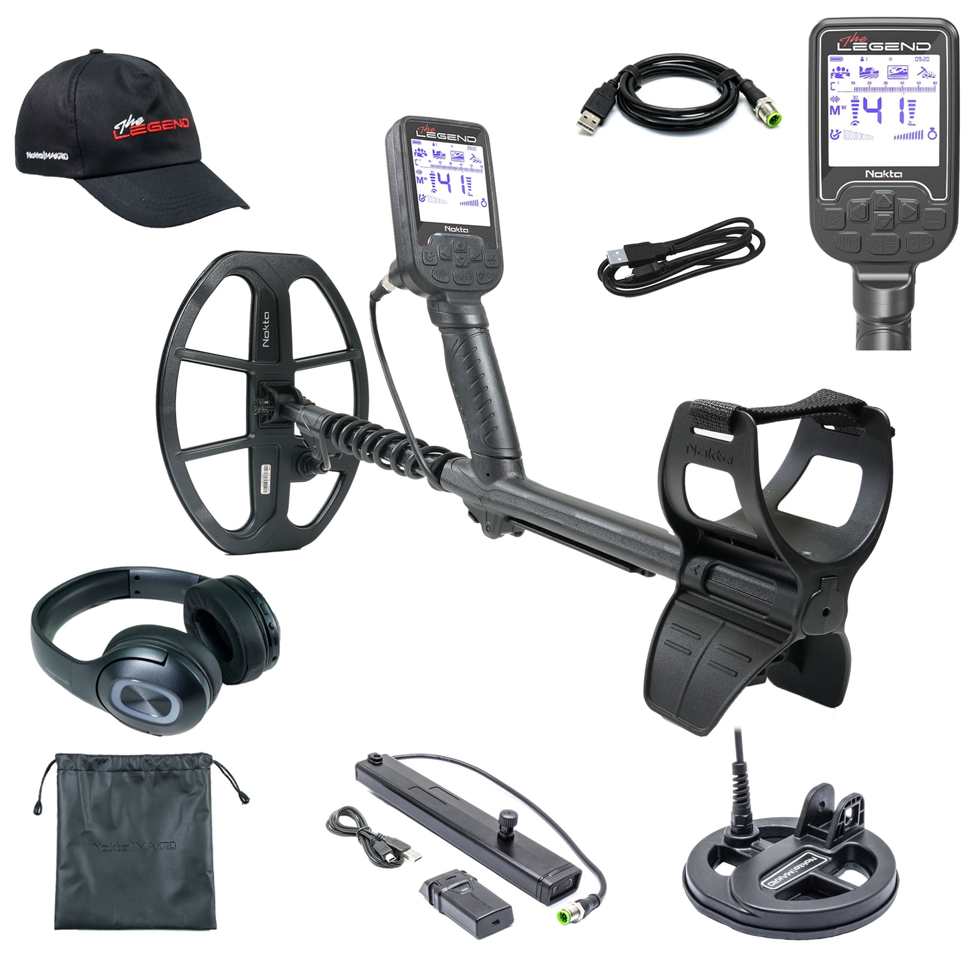 Nokta The Legend SMF Metal Detector Pro Pack w/ Wireless Headphones and LG30 12" X 9" Coil ...