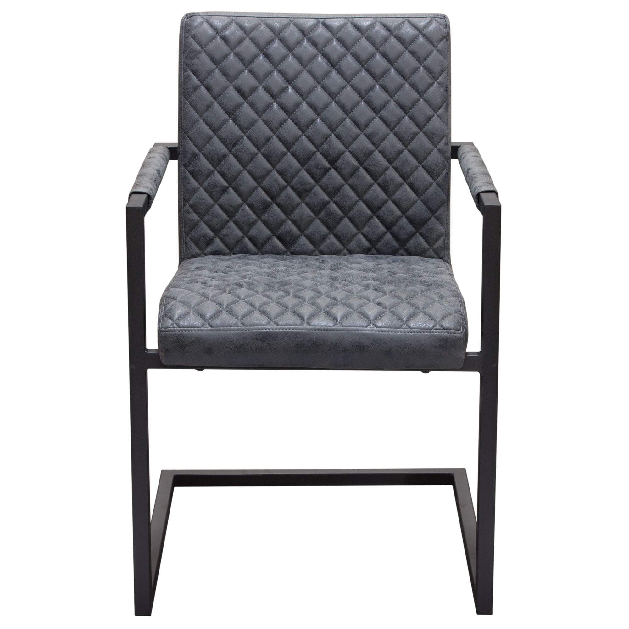 Nolan 2-Pack Dining Chairs in Charcoal Diamond Tufted Leatherette on ...
