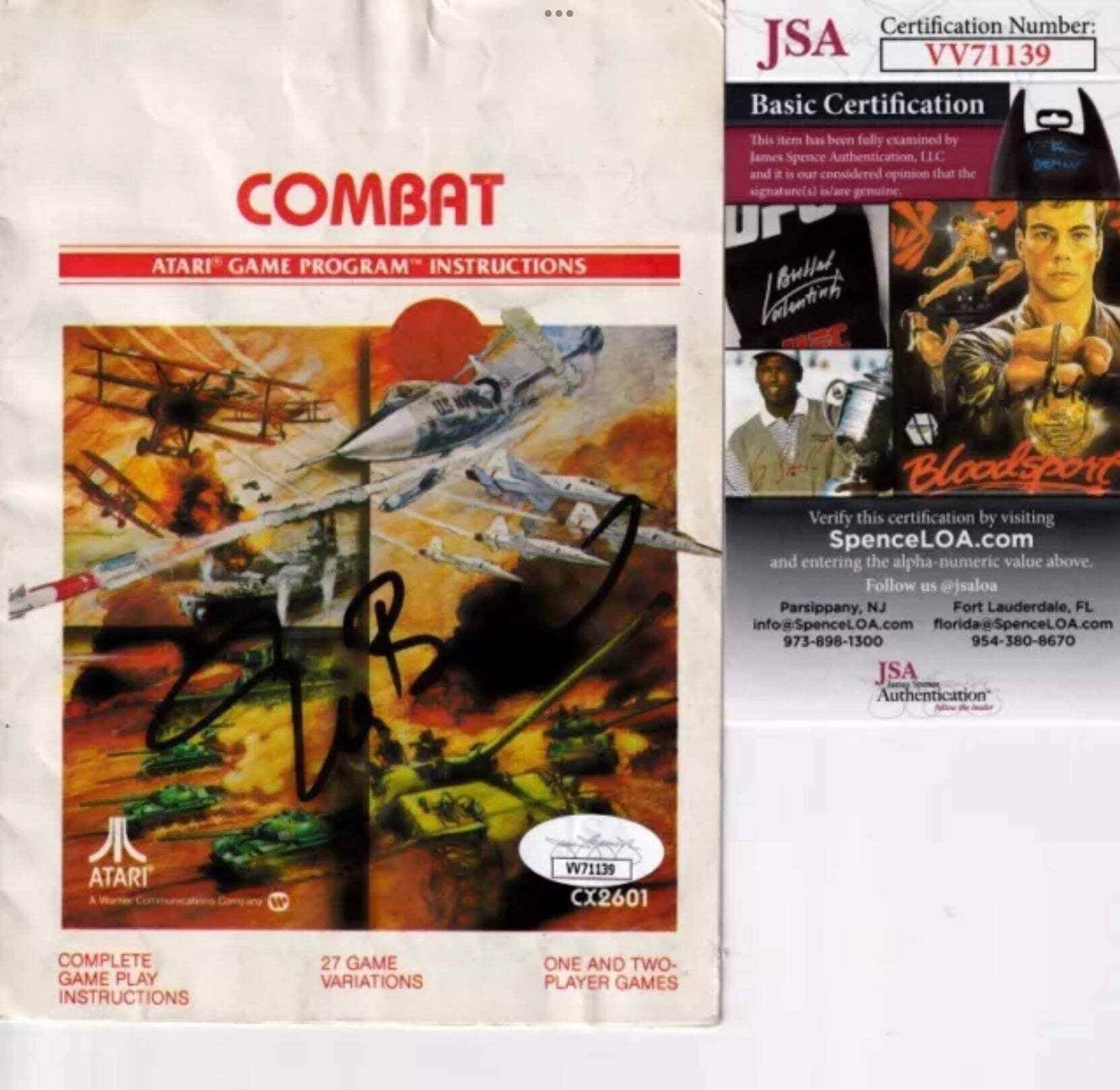 Nolan Bushnell autographed Atari 2600 Combat video game booklet JSA ...