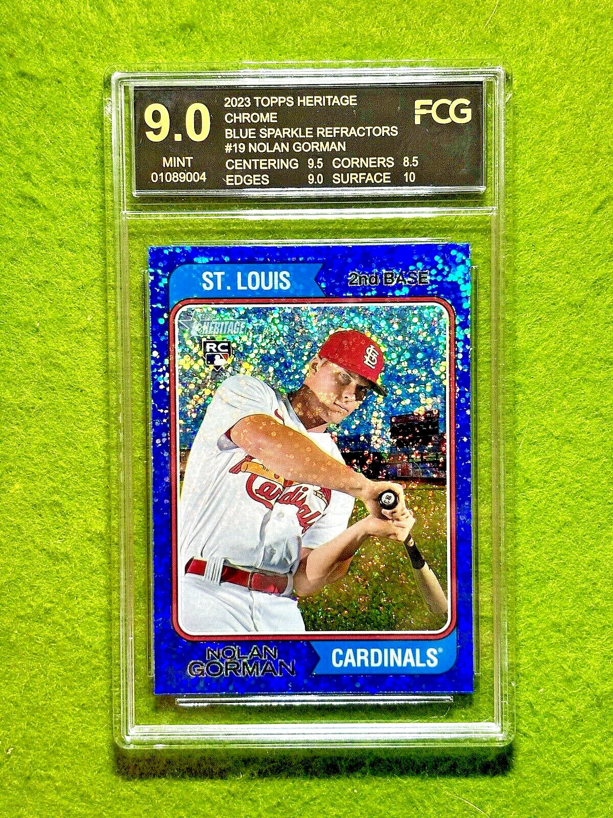 Nolan Gorman ROOKIE CARD BLUE SPARKLE REFRACTOR FCG 9 SP 2023 Heritage ...