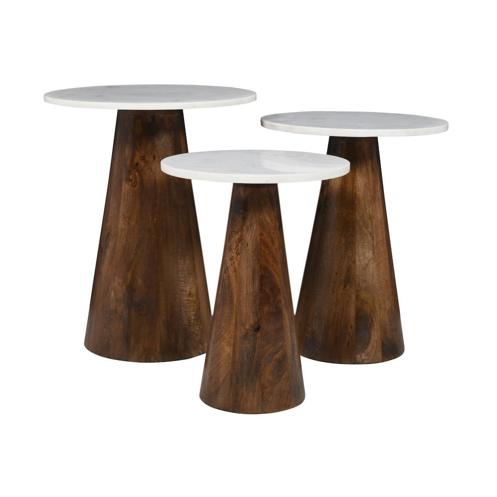 Nolan Marble Top Three Pack Solid Wood Accent Table Set - Walmart.com