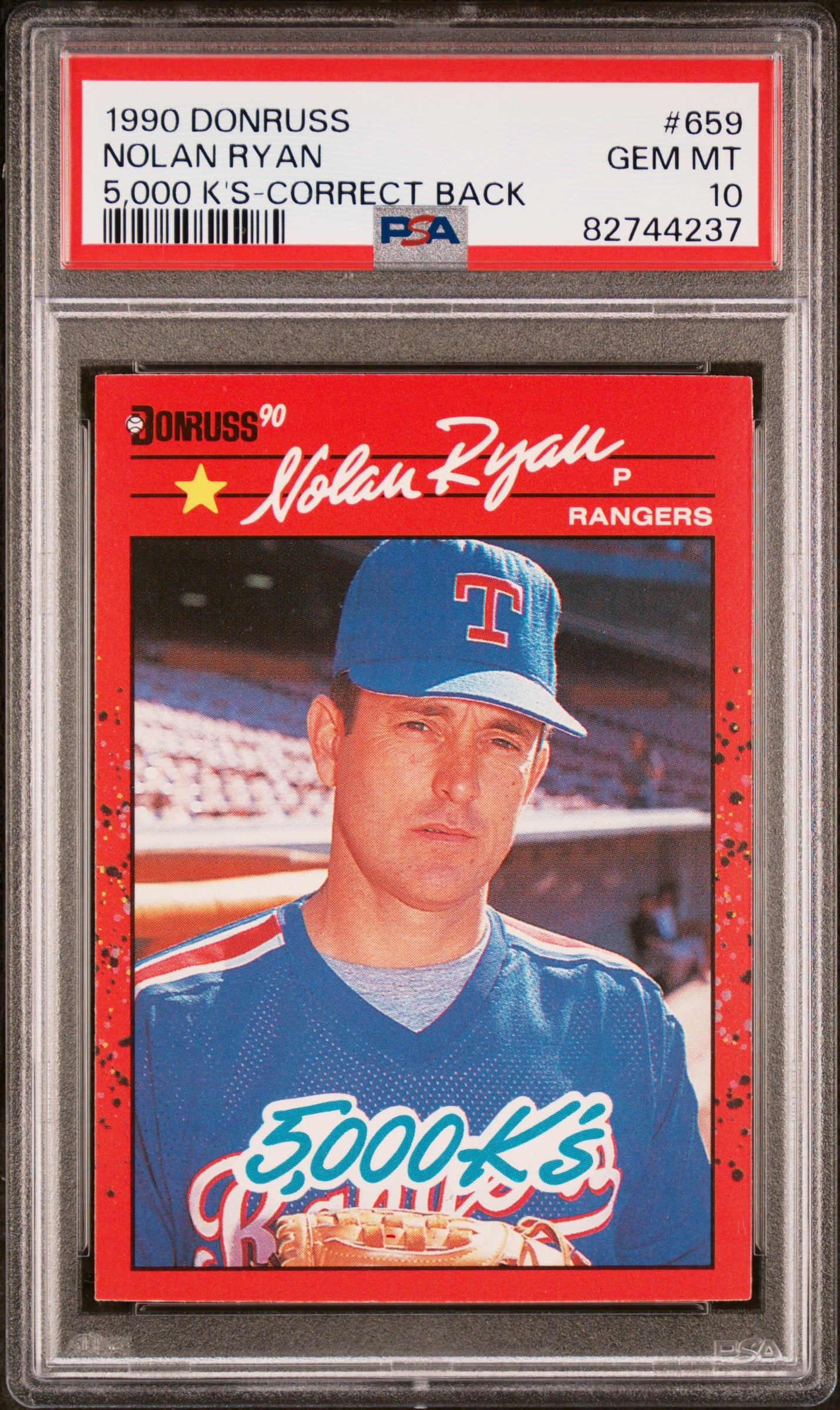 Nolan Ryan 1990 Donruss 5000Ks Correct Back Baseball Card #659 Graded ...