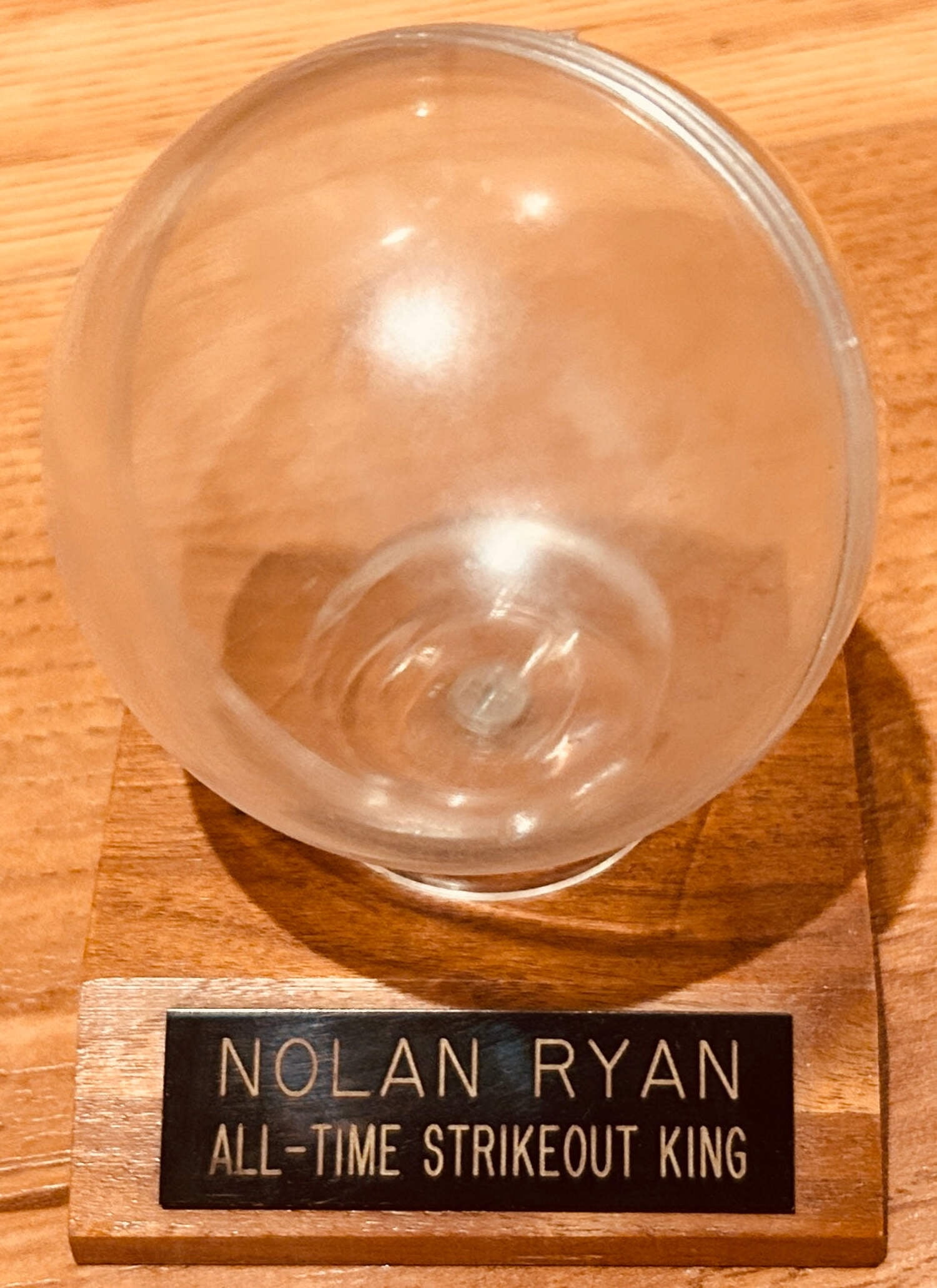 Nolan Ryan All-Time Strikeout King baseball display case with wood base ...