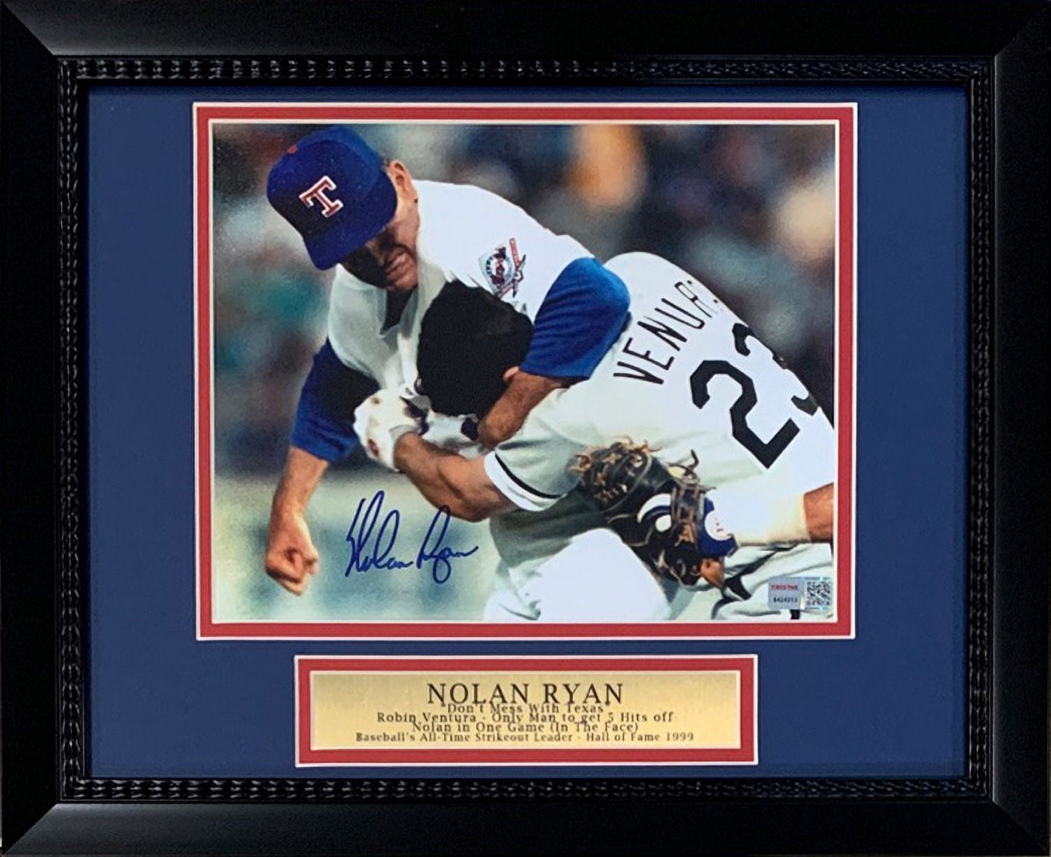 Nolan Ryan Autographed Texas Signed Framed 8x10 Photo Fight Punching ...