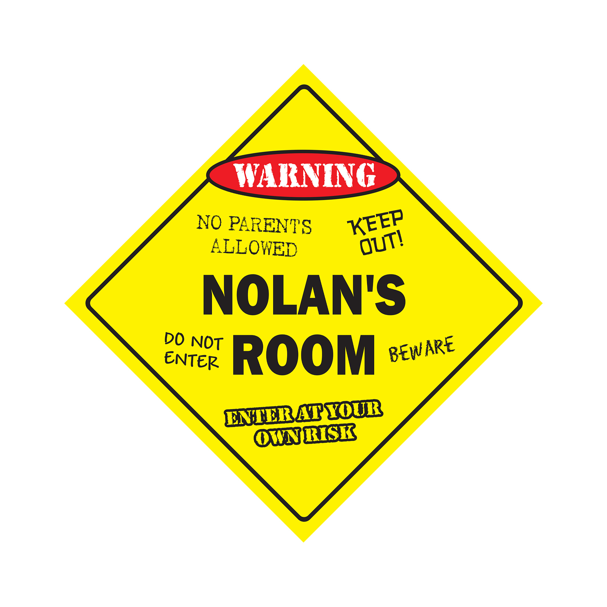 Nolan's Room Sign Crossing Zone Xing | Indoor/Outdoor | 17" Tall kids ...