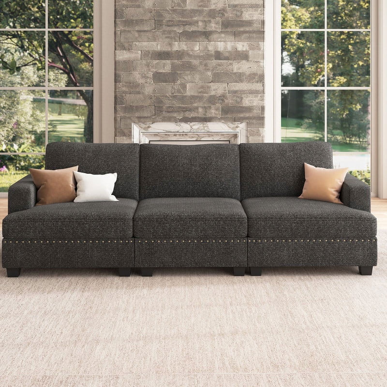 Nolany Contemporary Oversized Deep Seat Sofa Three-Seaters Modular ...