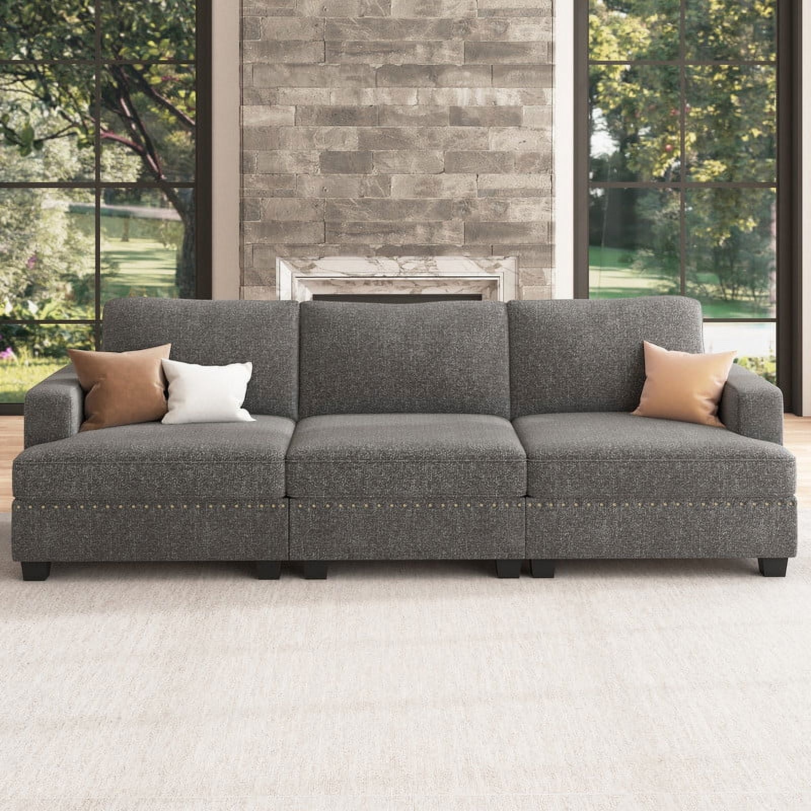 Nolany Contemporary Oversized Deep Seat Sofa Three-Seaters Modular ...
