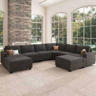 Nolany Modern Reversible Sectional Sofa with Deep Seats and Storage ...