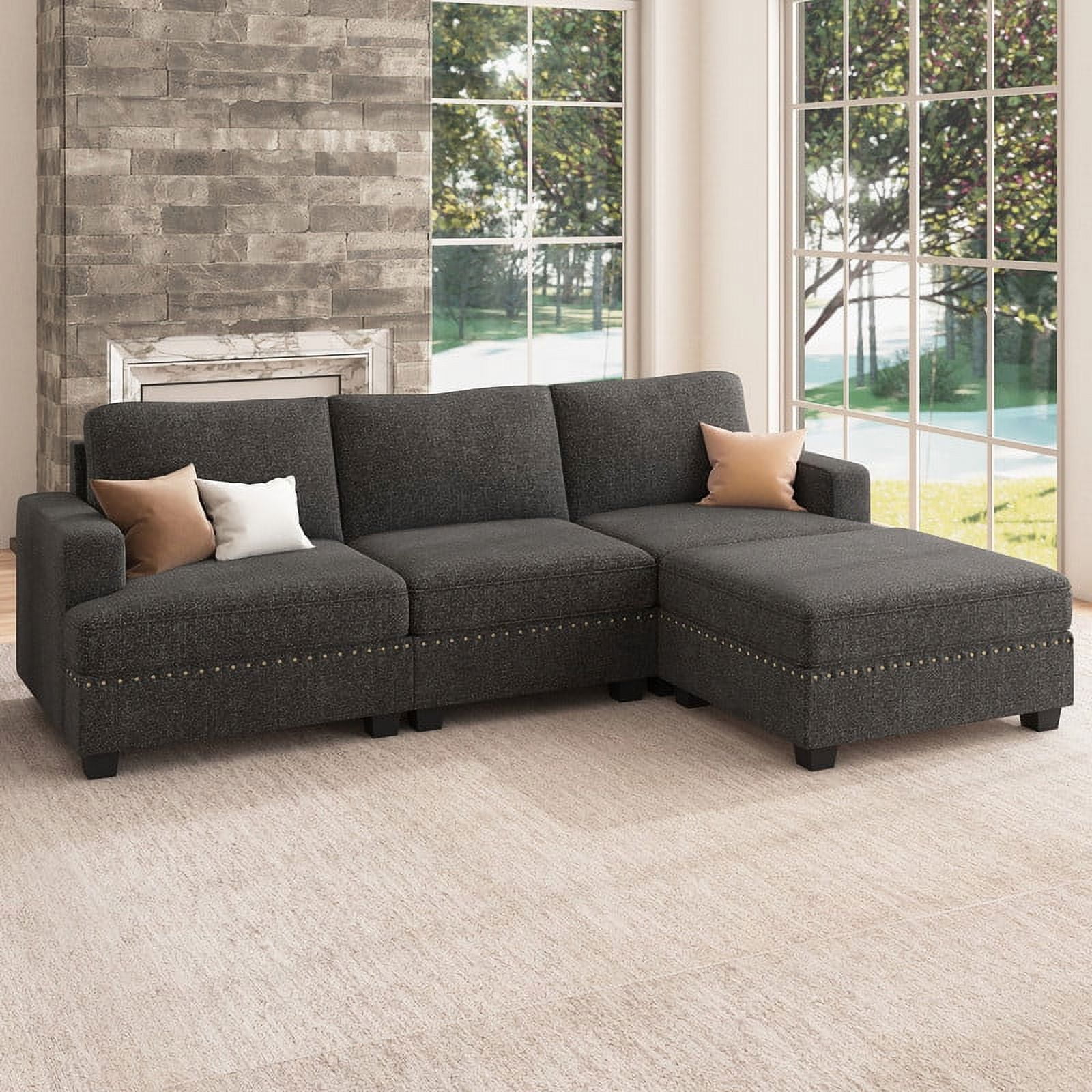 Nolany Modular Sectional Convertible Sofa with Storage Ottoman for ...