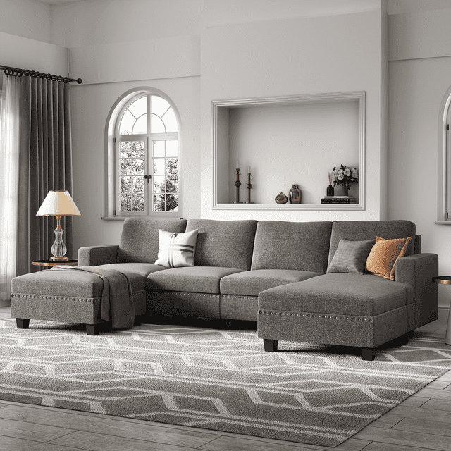 Oversized Nolany Custom Modular Sectional Storage Sofa Couch: U-Shaped ...