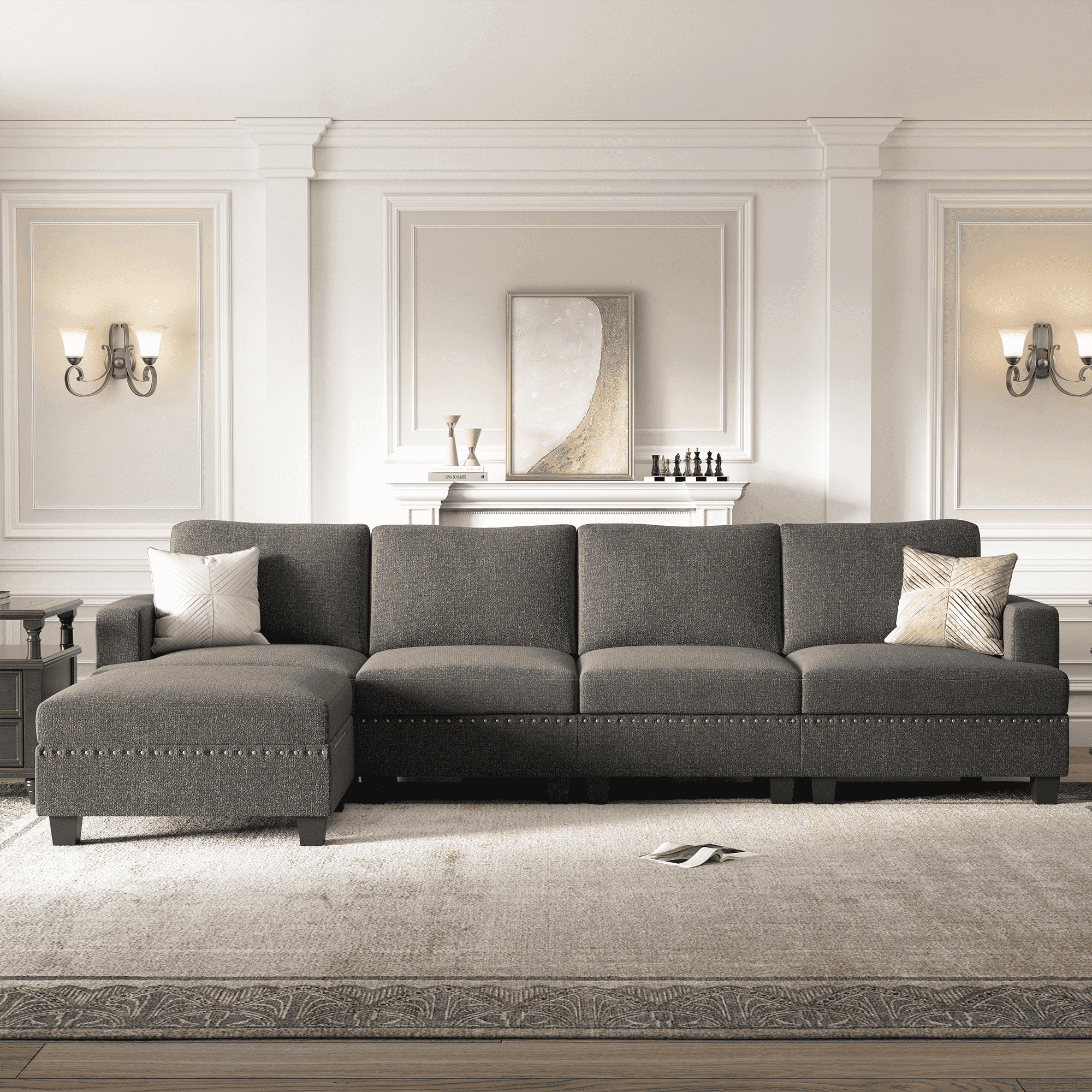 Nolany Modular Sectional Chenille Upholstered Couches with Storage ...