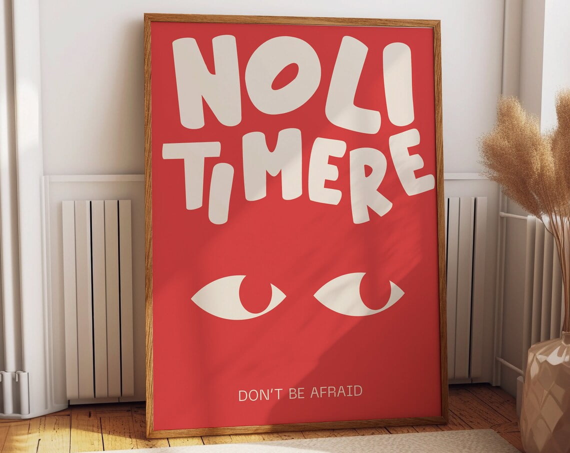 Noli Ti Mere Motivational Retro Wall Poster - 'Don'T Be Afraid' Bedroom ...