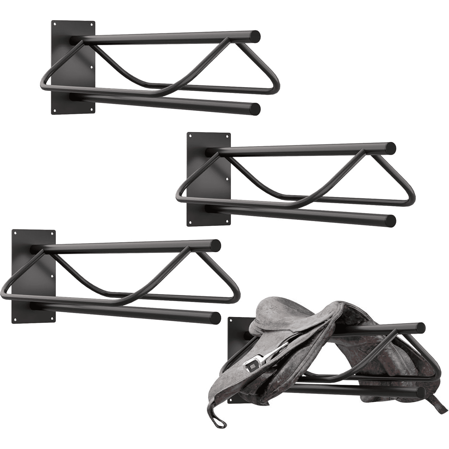 ‎Noliven 4 Pack Wall Mounted Saddle Racks with Pad Bar, Heavy Duty ...