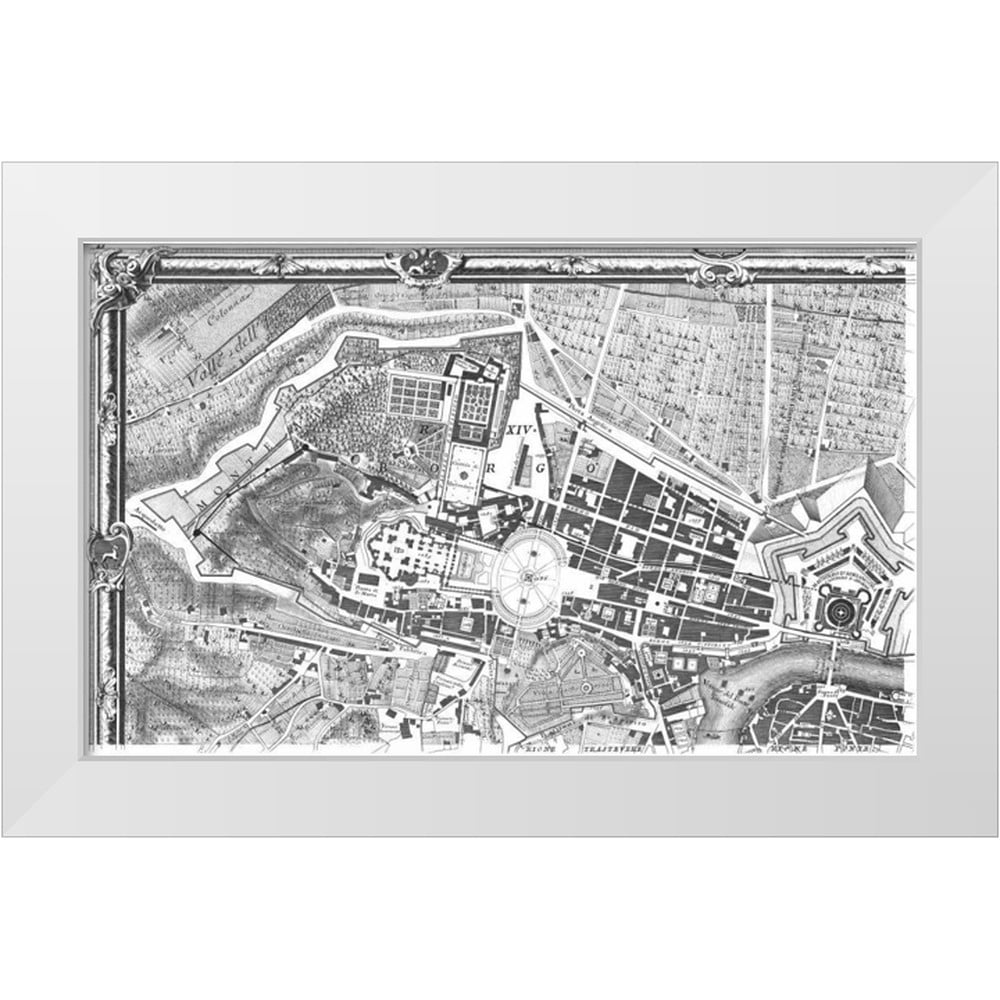 Nolli, Giovanni Battista 14x10 White Modern Wood Framed Museum Art ...