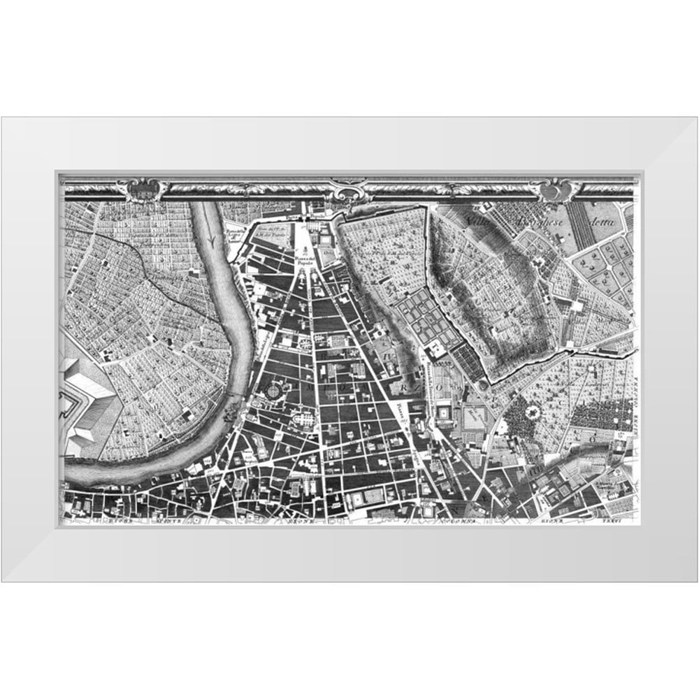 Nolli, Giovanni Battista 32x21 White Modern Wood Framed Museum Art ...