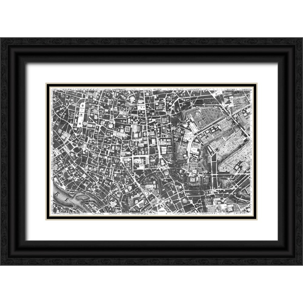 Nolli, Giovanni Battista 32x22 Black Ornate Wood Framed with Double ...