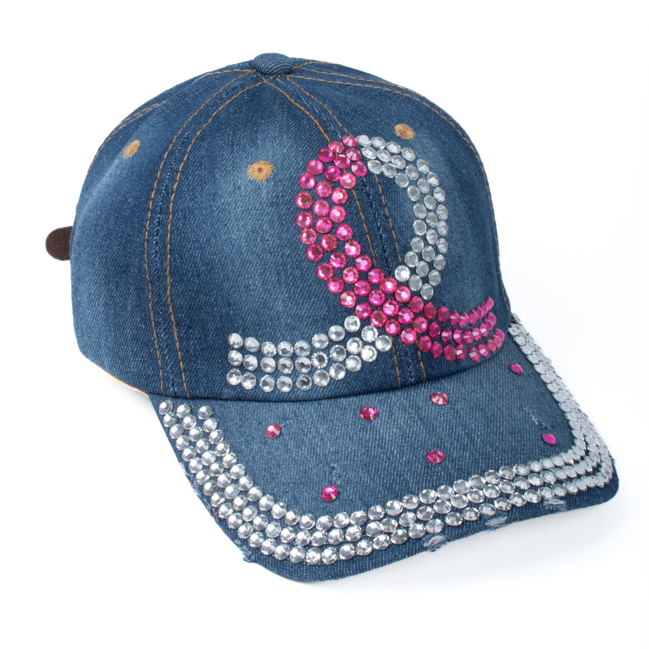 Nollia Cancer Awareness Hats for Women - Bling Baseball Cap Denim ...