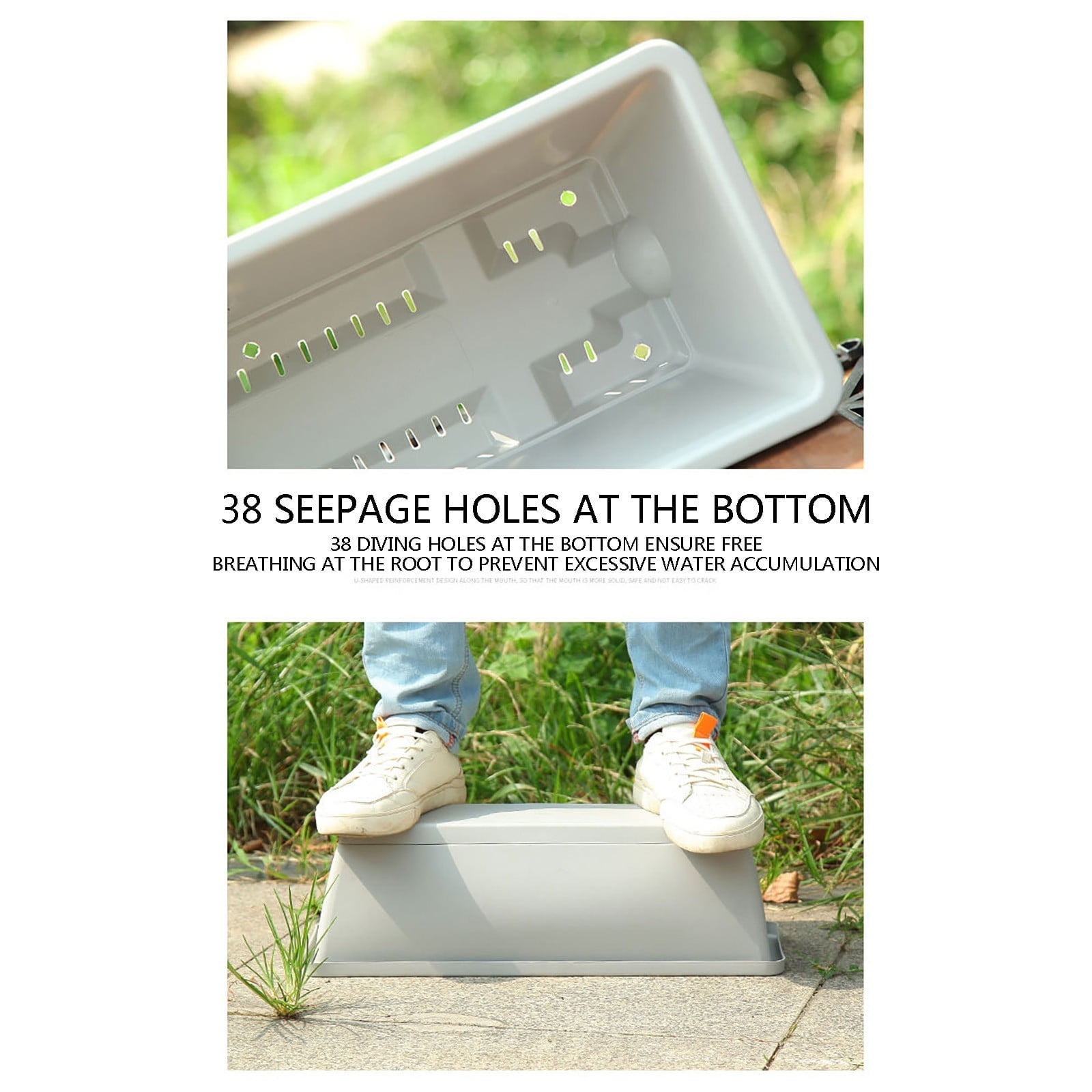 Nololo 1 Pack Window Planter, 17 Inches Black Plastic Rectangular ...