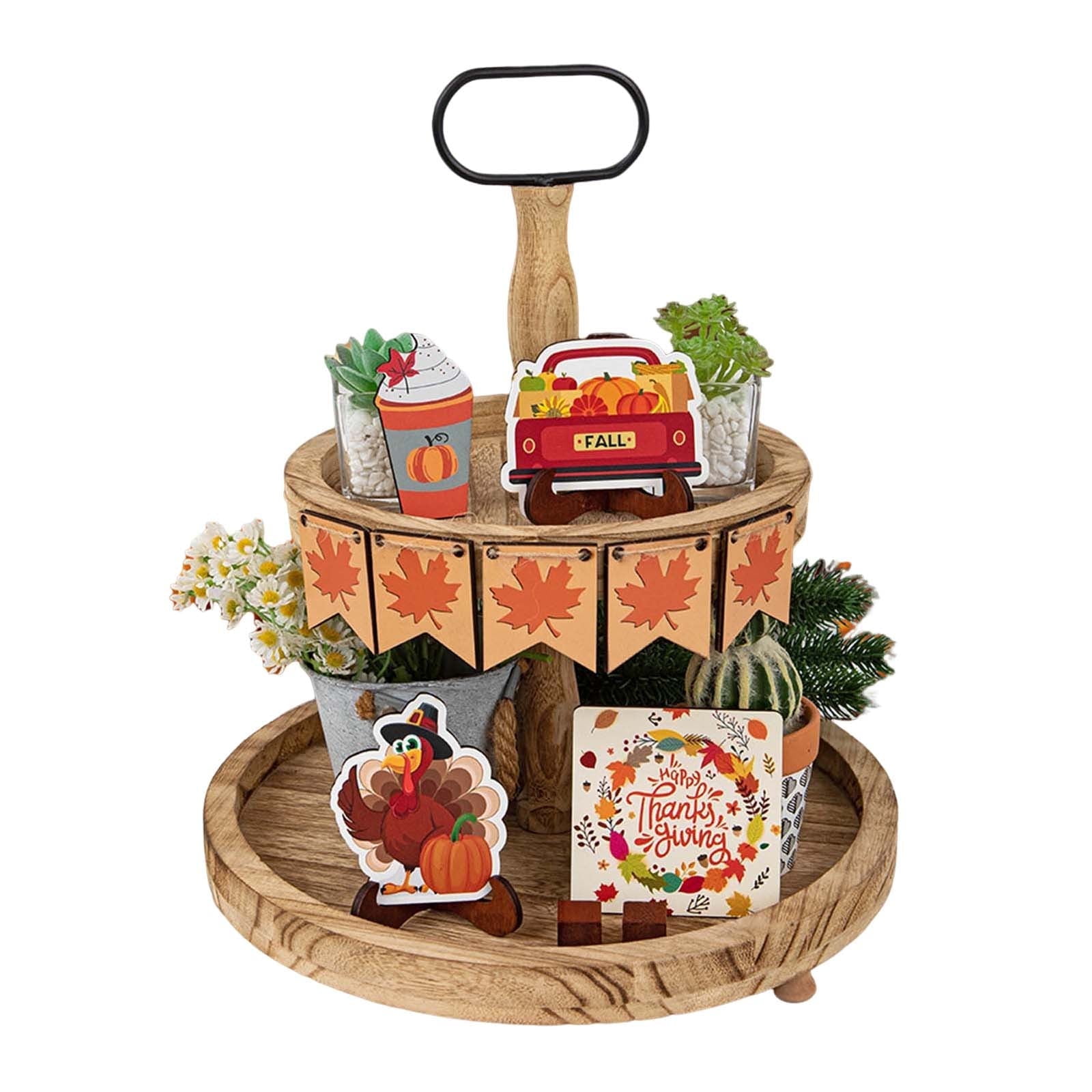 Nololo 1 Set Of Fall Tiered Tray Decor Set Fall Thanksgiving Decor Home ...