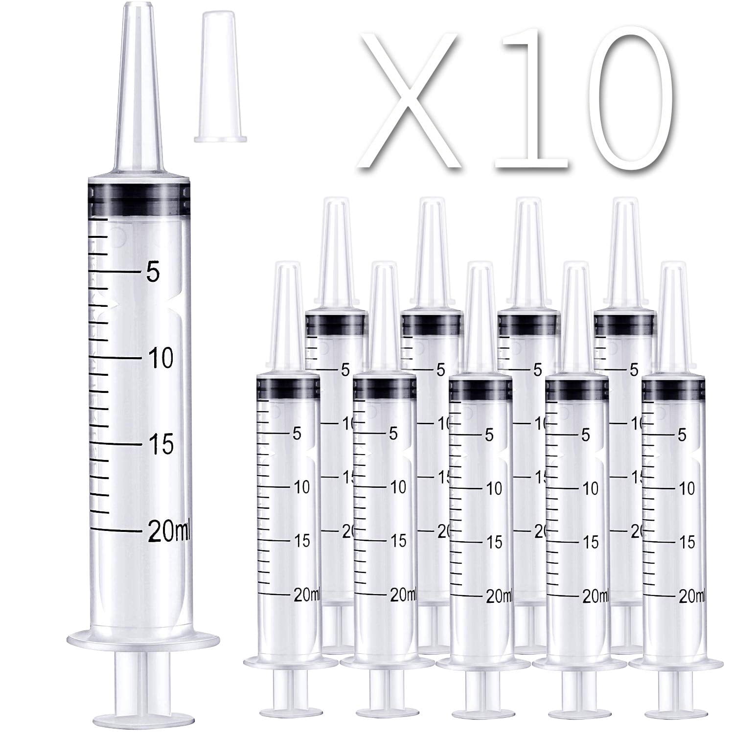 Nololo 10 Pack 20ml Large Plastic Syringe, Liquid Measuring Syringes ...