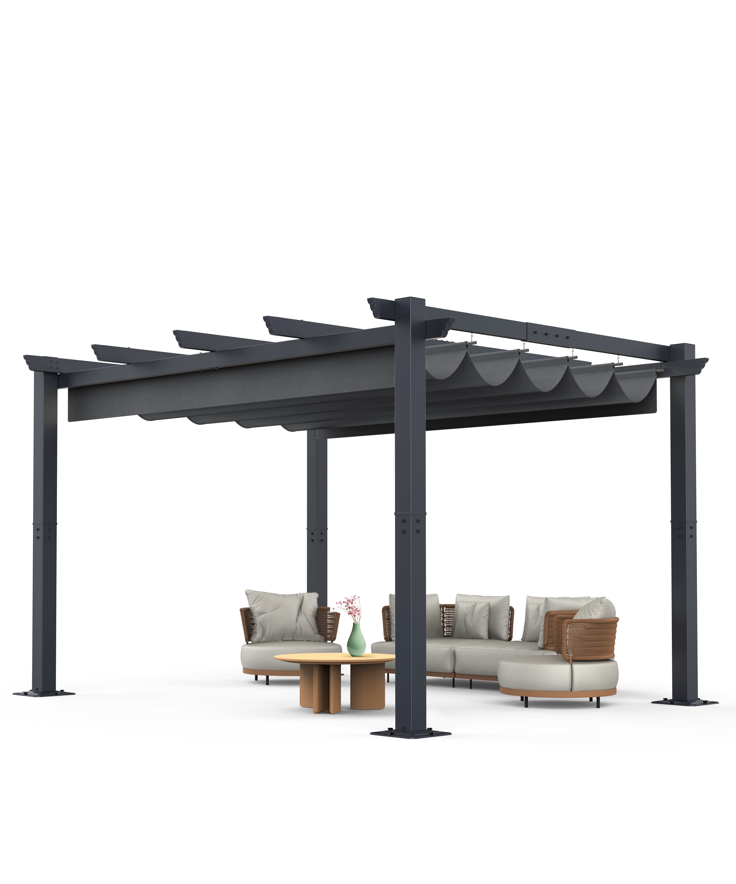 Nololo 10' X 10', 10' X 13' Outdoor Pergola with Retractable Sun Shade ...