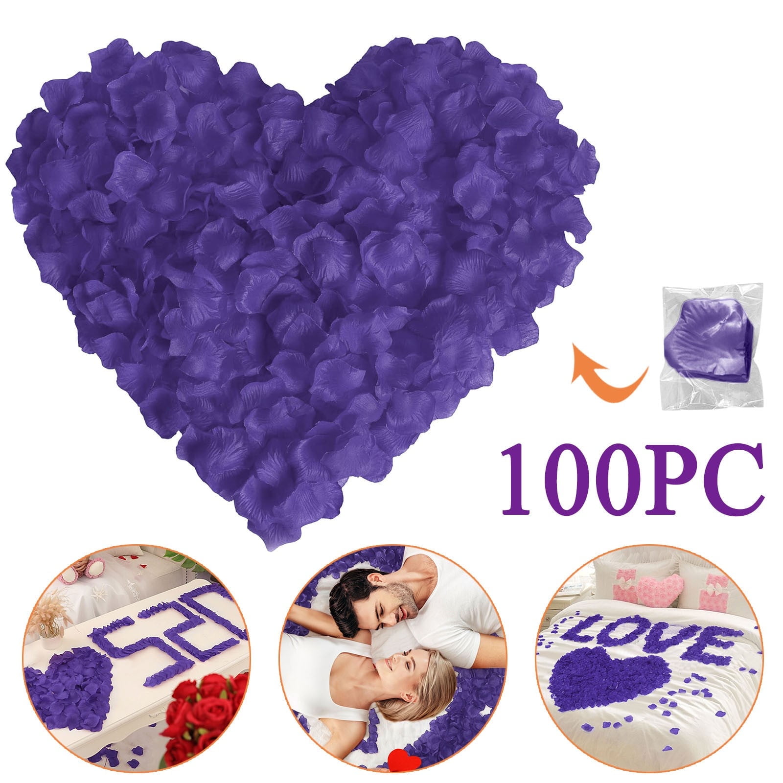 Nololo 100PC Artificial Rose Petals Silk Petals Bright Silk Fabric Real ...