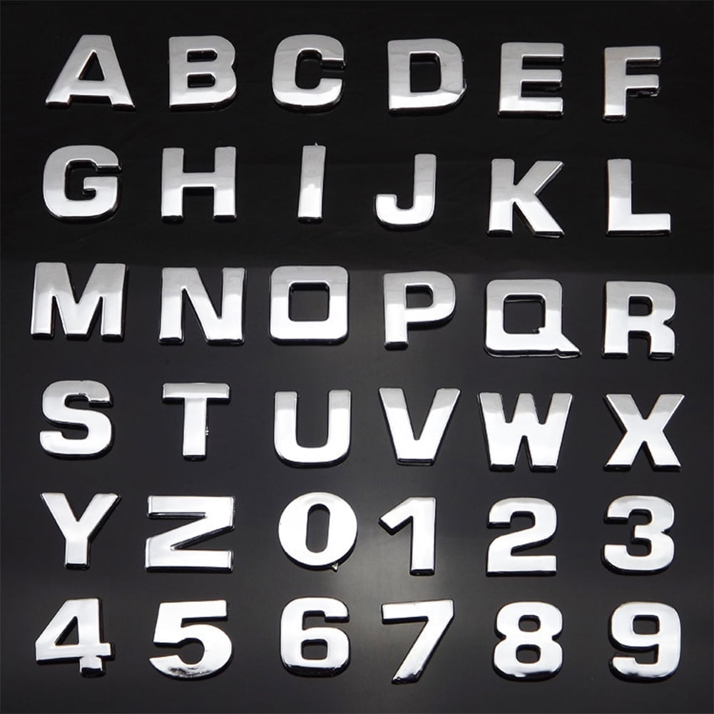 Nololo 1PC 3D Chrome Car Emblem Sticker Alphabet Letter Number Symbol ...