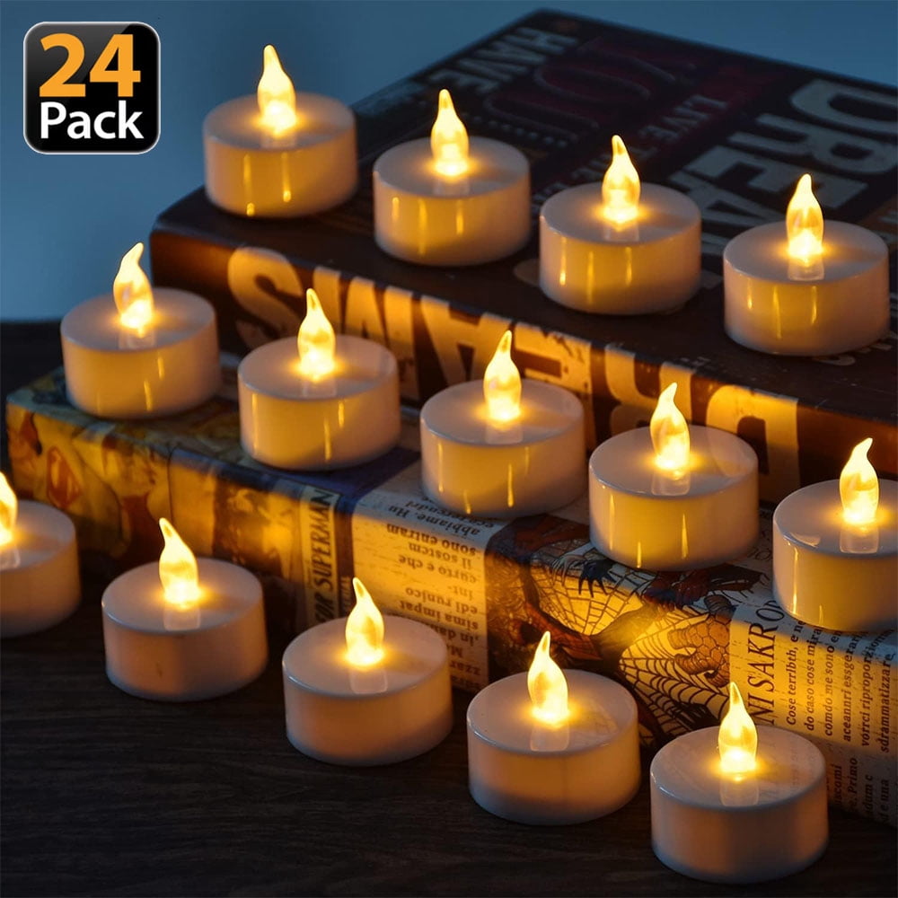 Nololo 24 Pack LED Tea Lights Candles Realistic and Bright Flickering ...