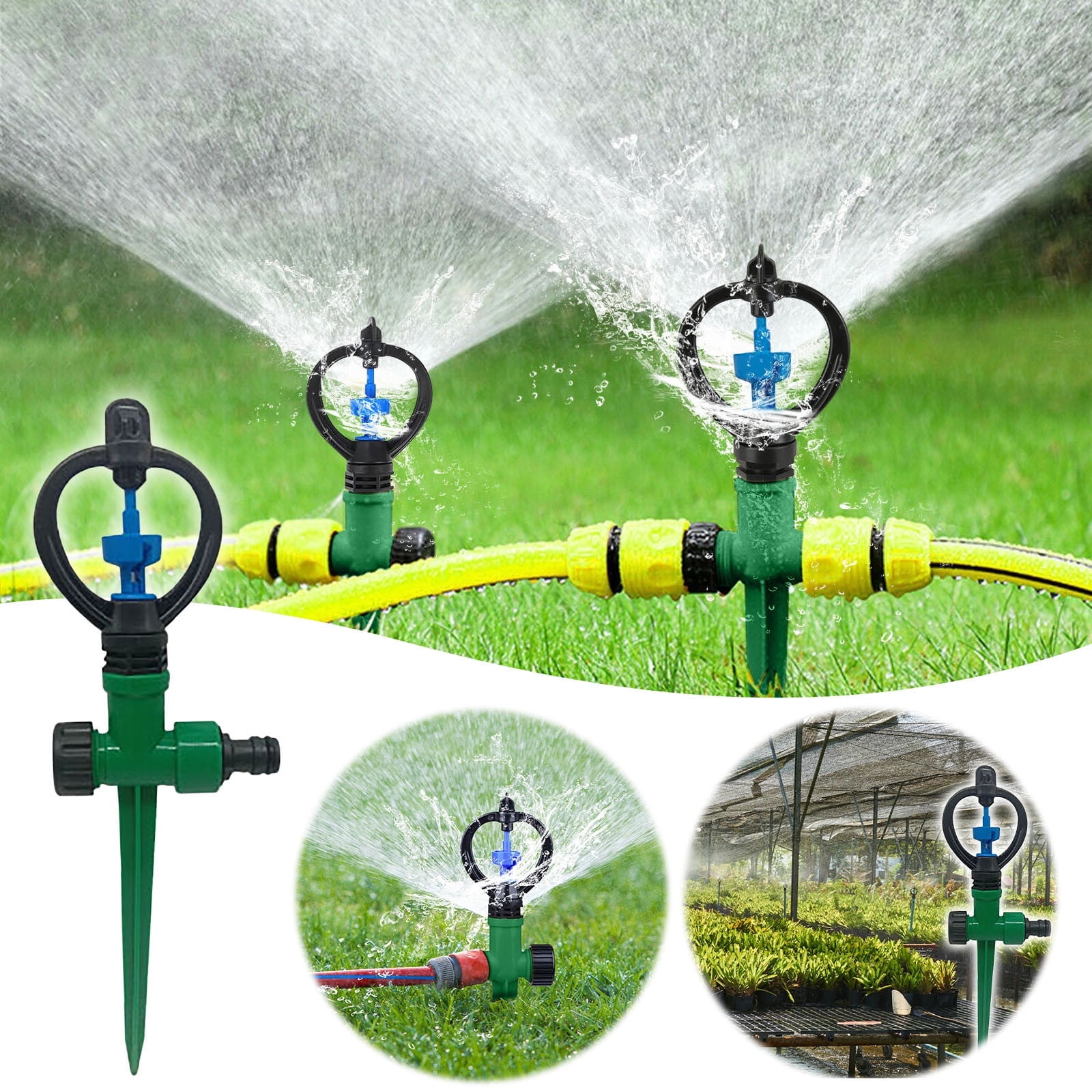 Nololo 360° Rotating Sprinkler for Outdoor Garden Irrigation - Water ...
