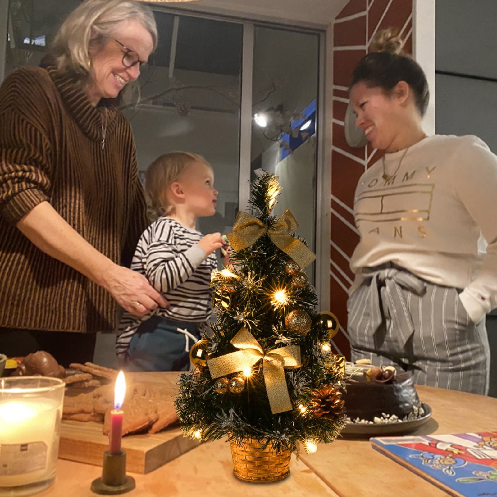 Nololo 40cm Tabletop Christmas Tree Mini Pines Cones Artificial ...