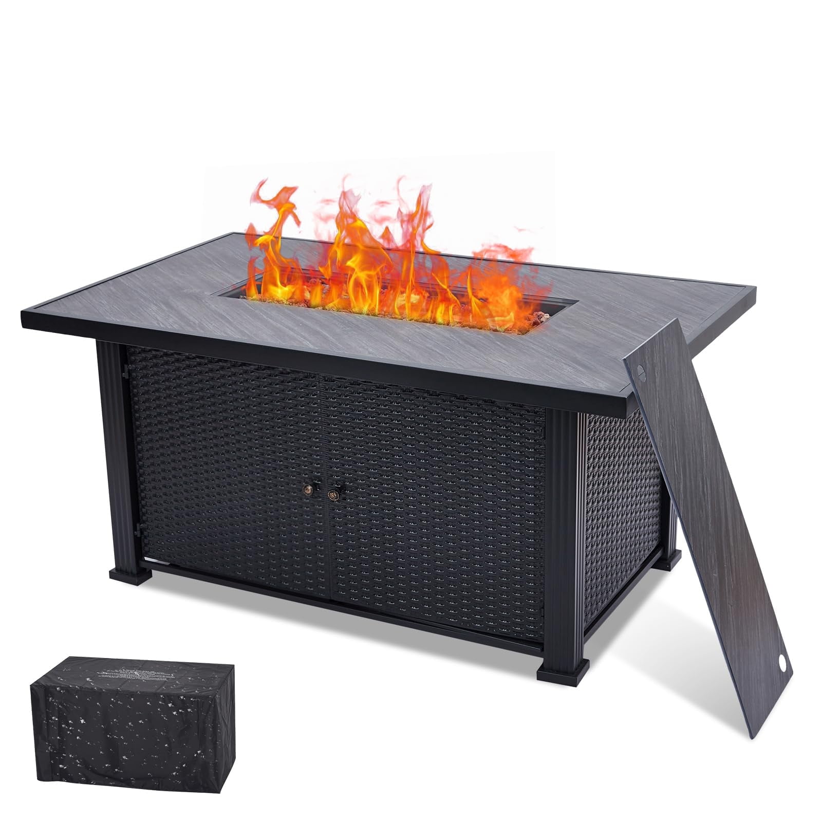 Nololo 52" Propane Fire Pit Table, 50000BTU Rectangle Fire Table with ...