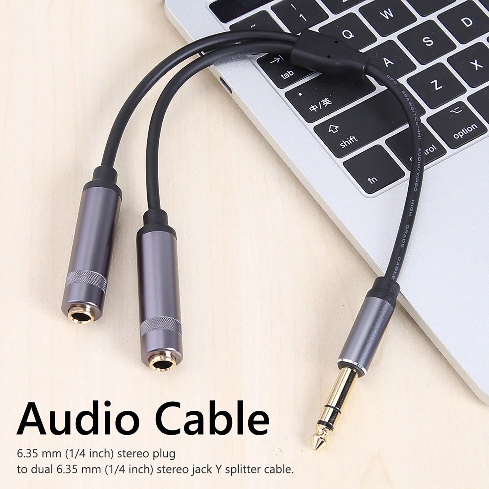 Nololo 6.35mm Male To 2 X 6.35 Female Y Splitter Stereo Audio Adapter ...