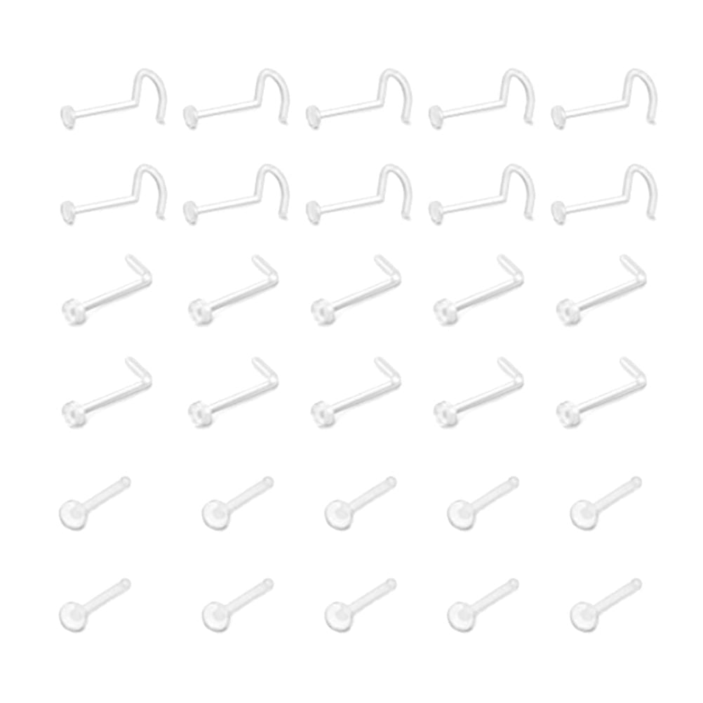Nololo 60pcs Medical Invisible Nose Nail Nose Ring Clear Transparent ...
