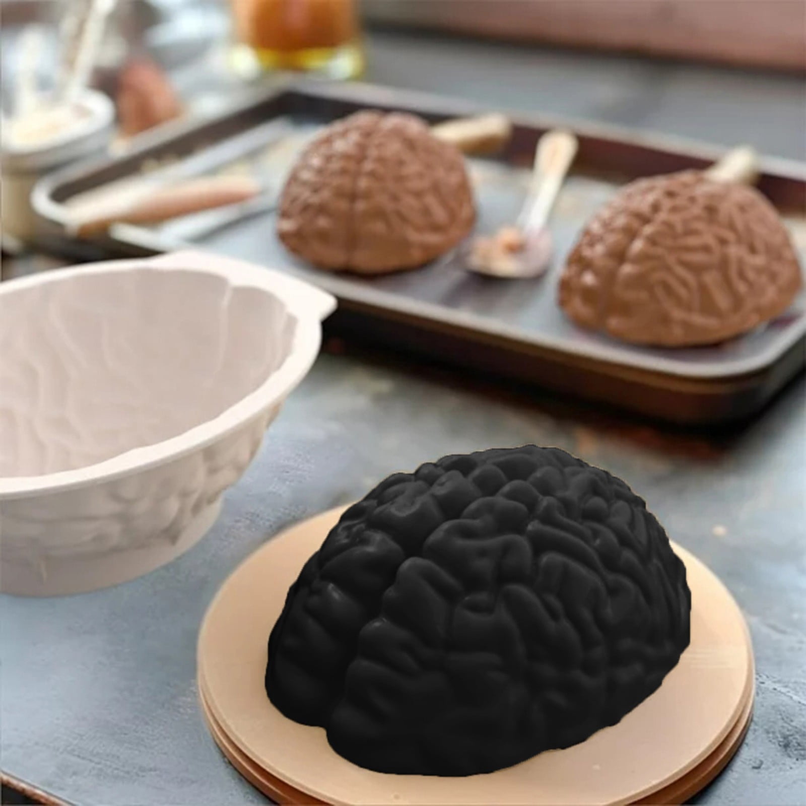 Nololo Brain Gelatin Brain Shaped Silicone Mould Cake Baking Tool Brain ...