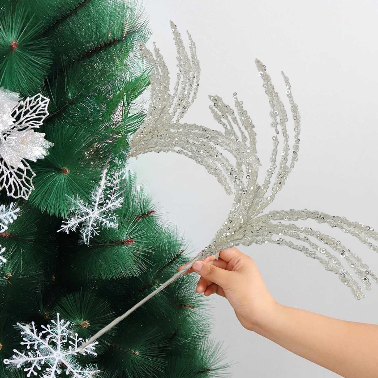 Nololo Clearance Christmas Artificial Glitter Berry Stem Decorations Decorative Bead Sticks Xmas ...