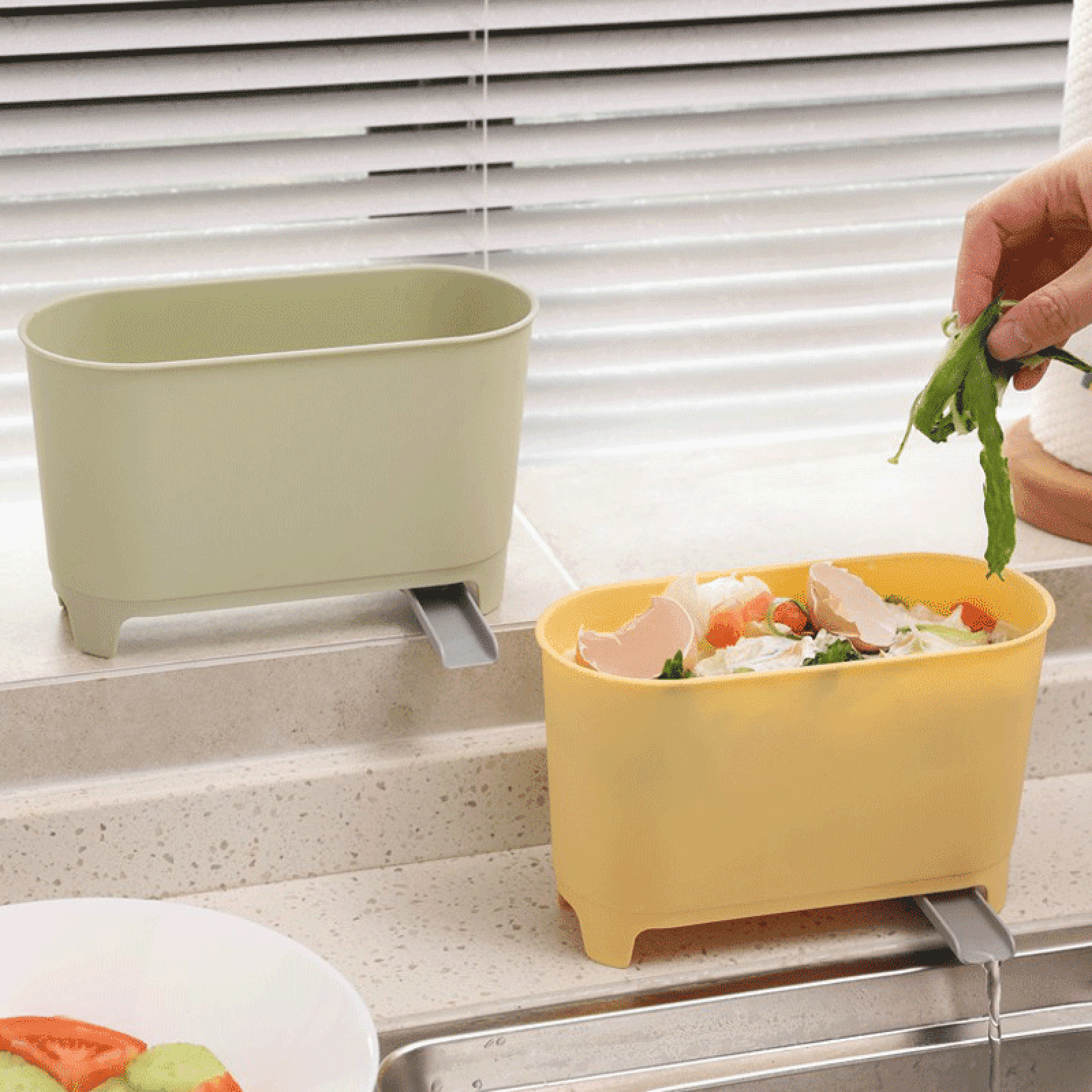 Nololo Countertop Can Mini Household Kitchen Waste Storage Box Drain ...