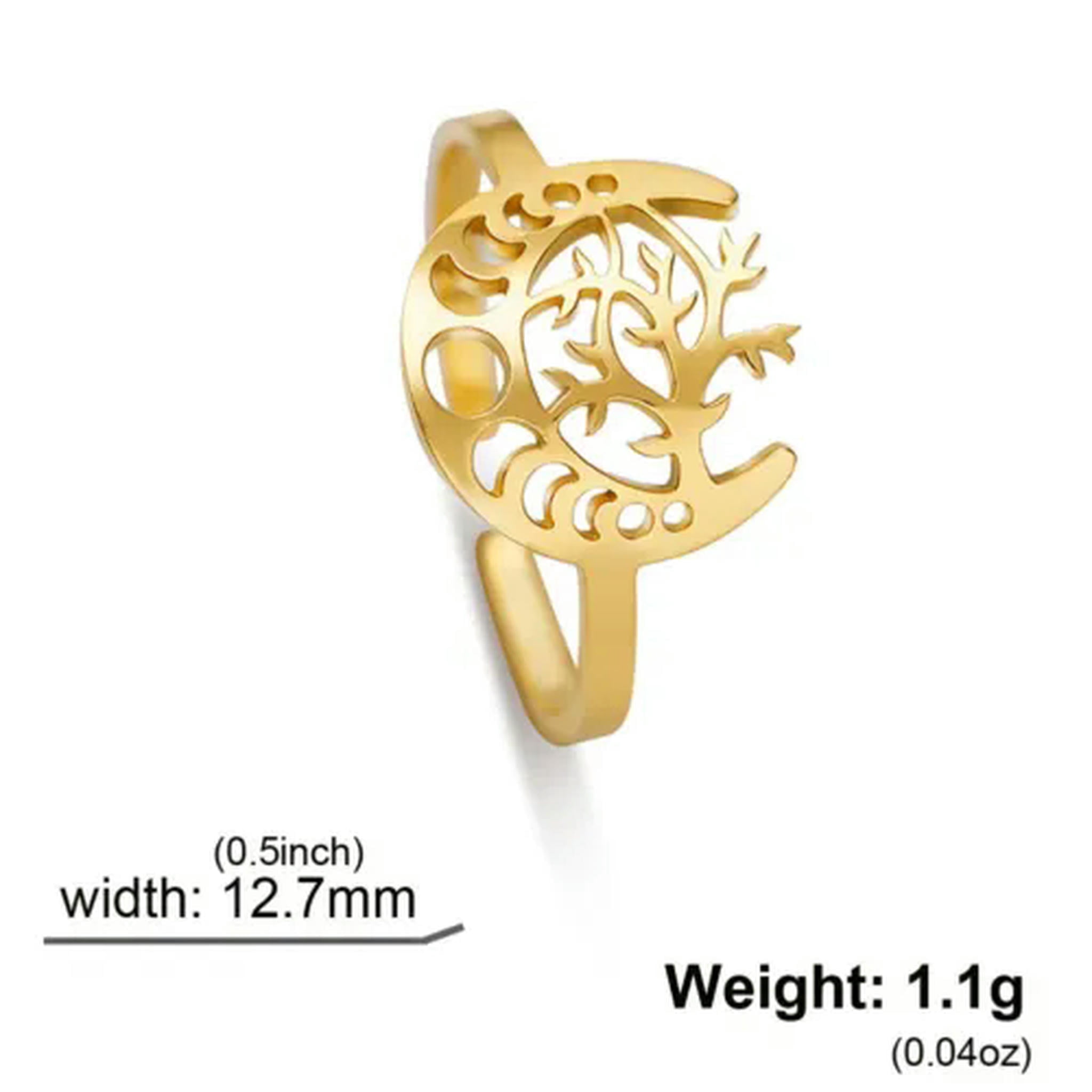 Nololo Crescent Moon Phase Rings Stainless Steel Tree of LIfe ...