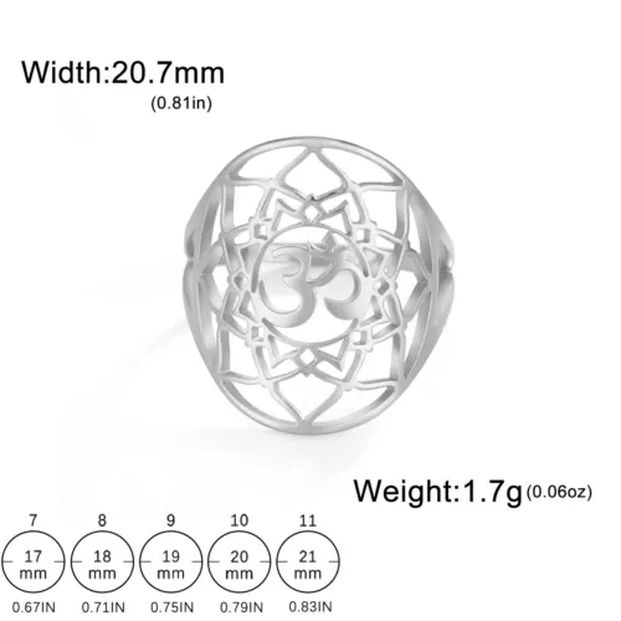 Nololo Crown Chakra Ring Stainless Steel Om Yoga Lotus Buddhist Amulet ...