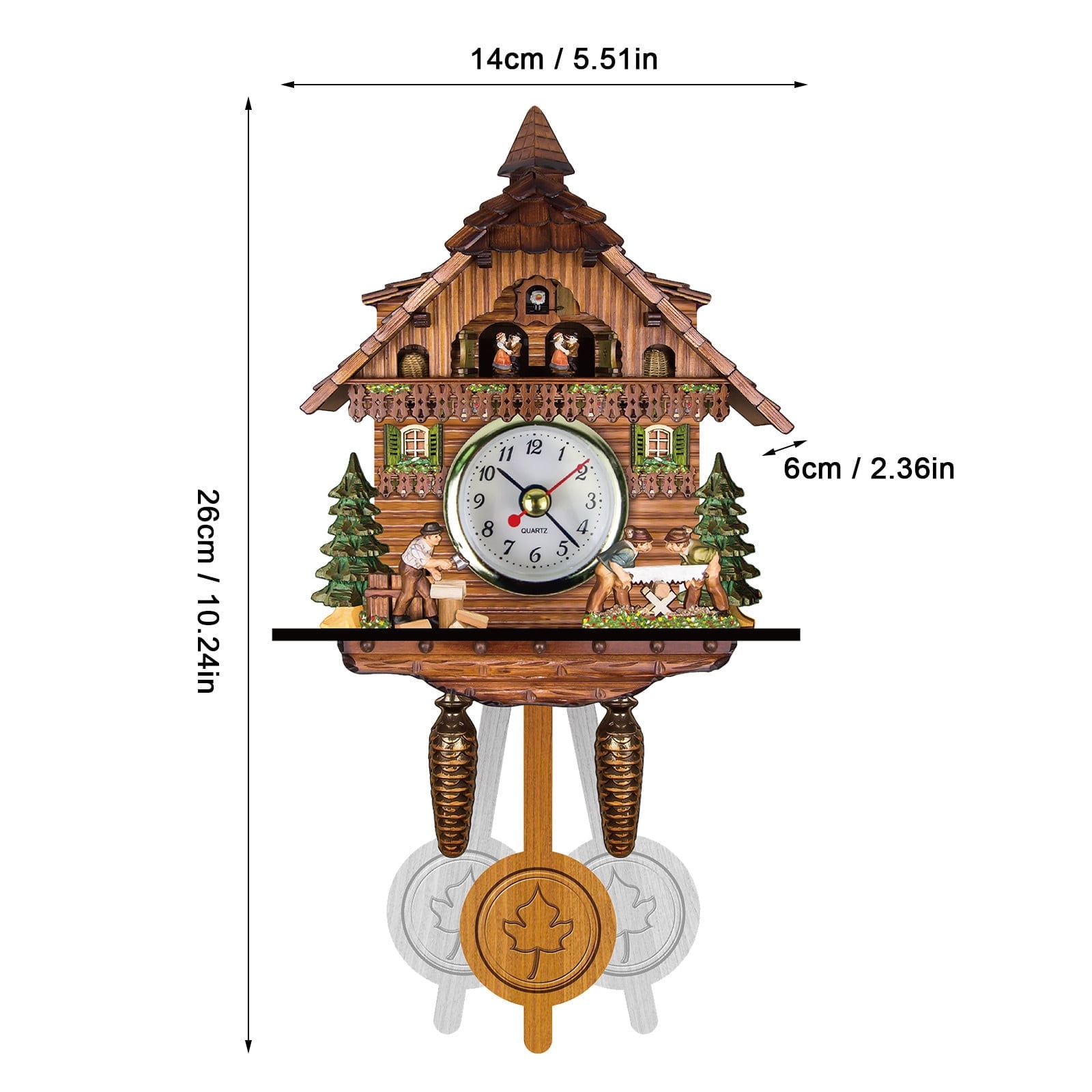 Nololo Cuckoo Cuckoo Wall Clock Chime Alarm Clock Retro Clock Wooden ...